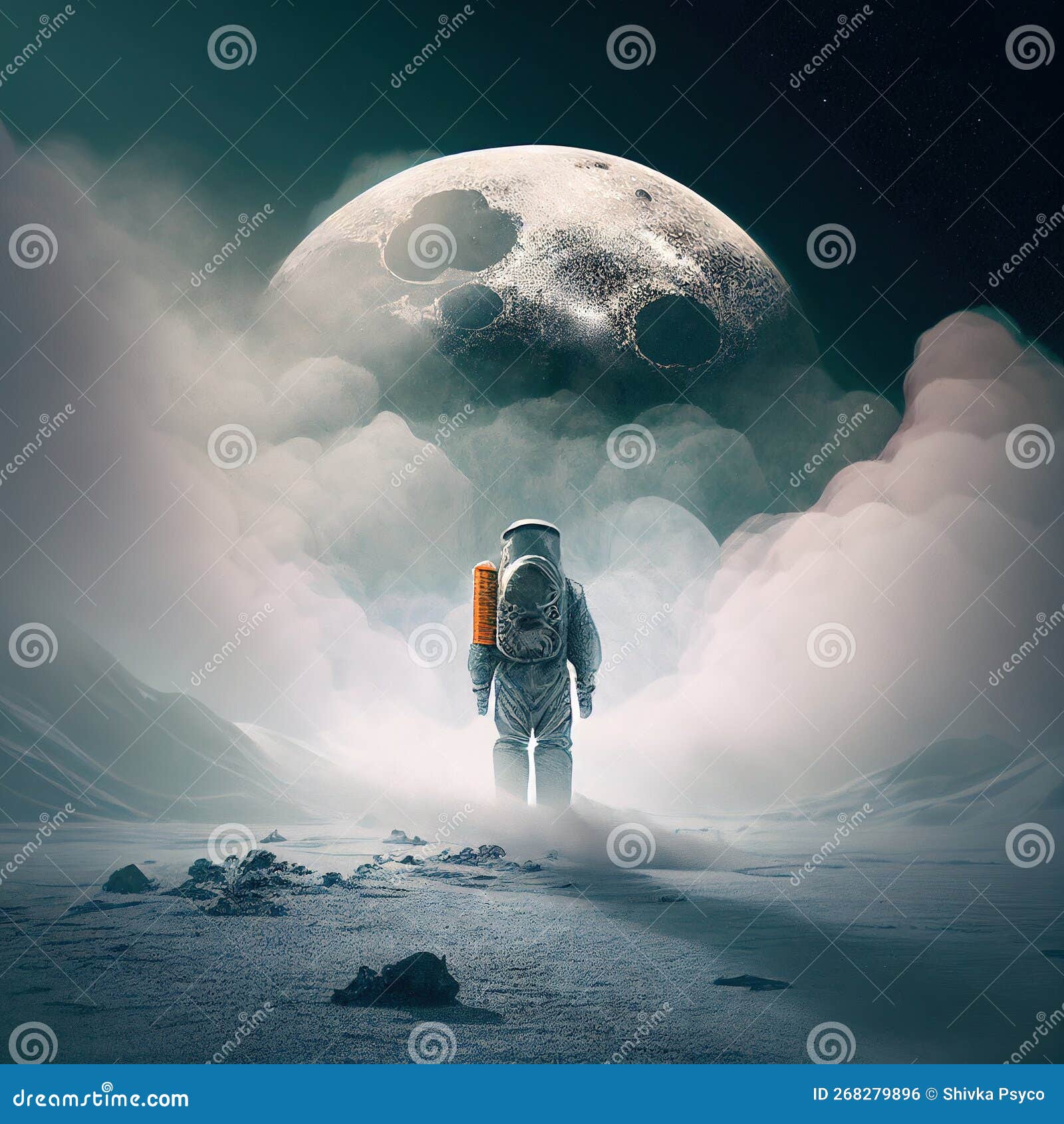 Man on Moon Concept Illustration AI Generative Stock Illustration ...
