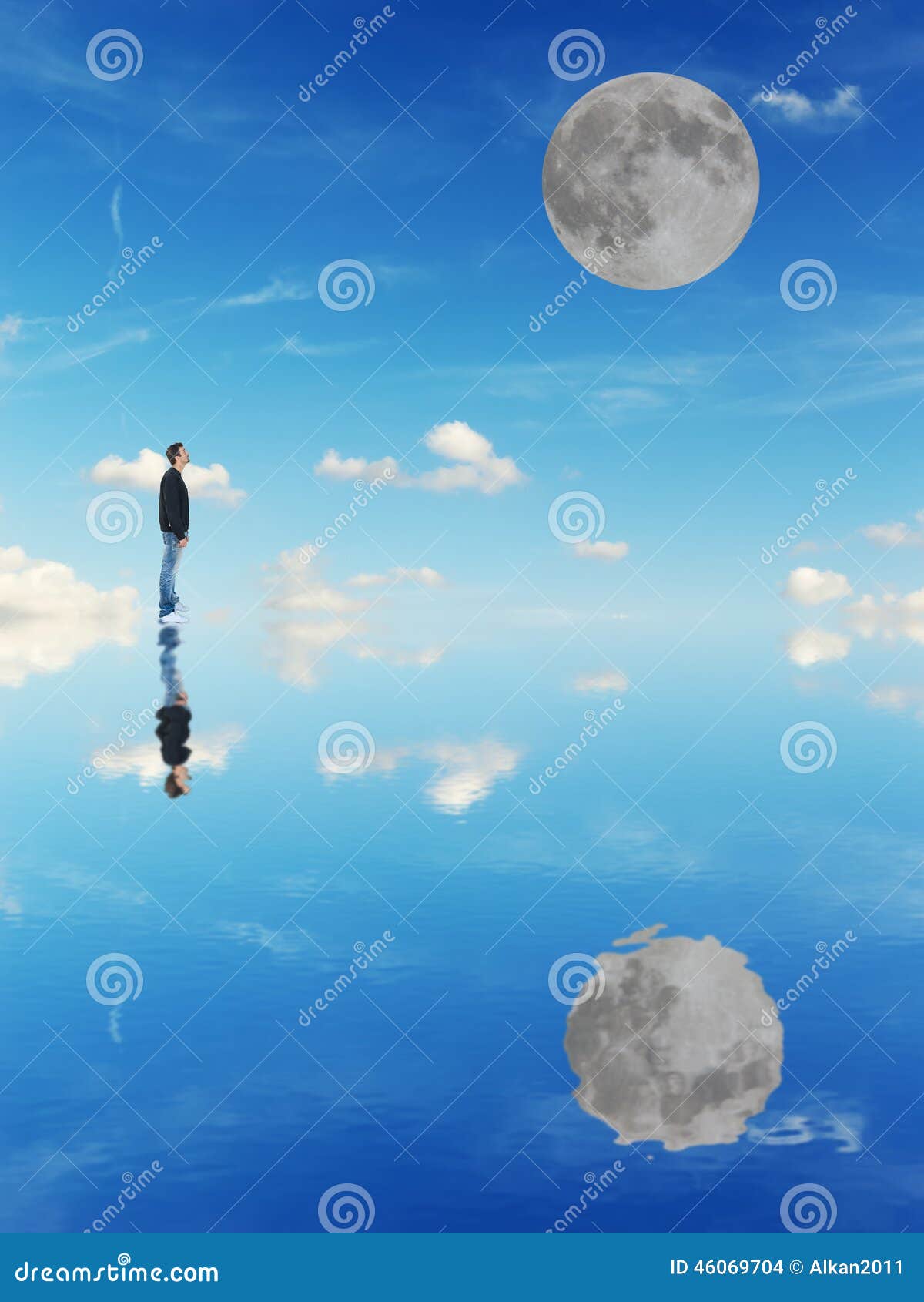 Man and moon stock photo. Image of people, external, abstract - 46069704