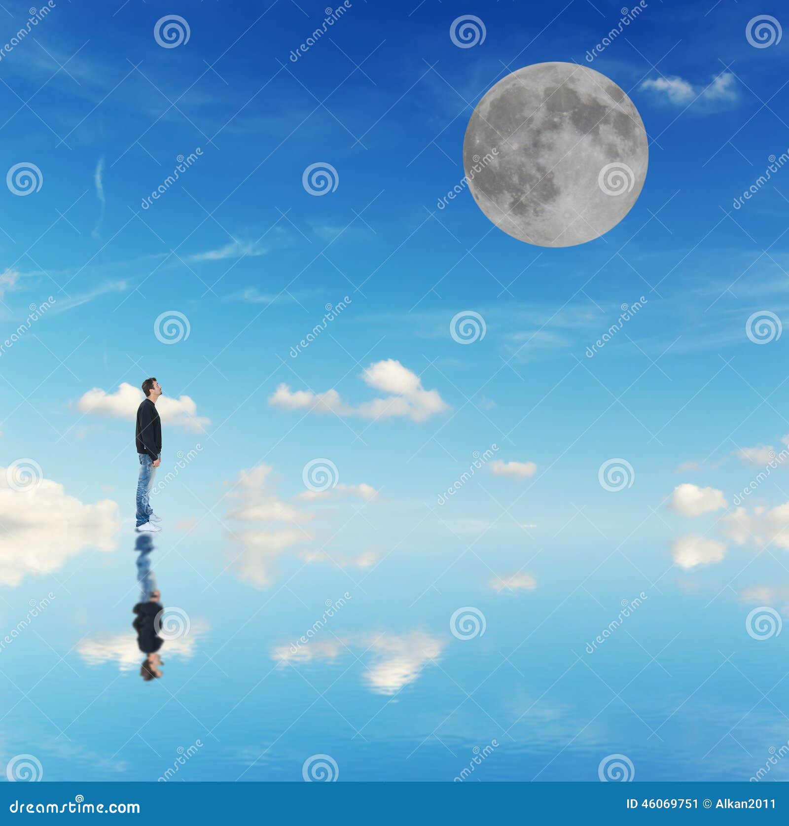 Man and moon stock image. Image of exterior, people, look - 46069751