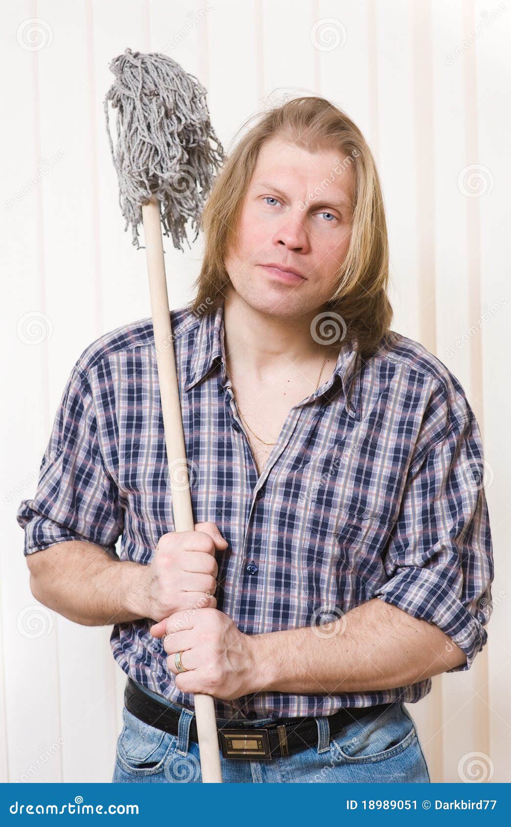 Man with mop in hands stock image. Image of white, work - 18989051