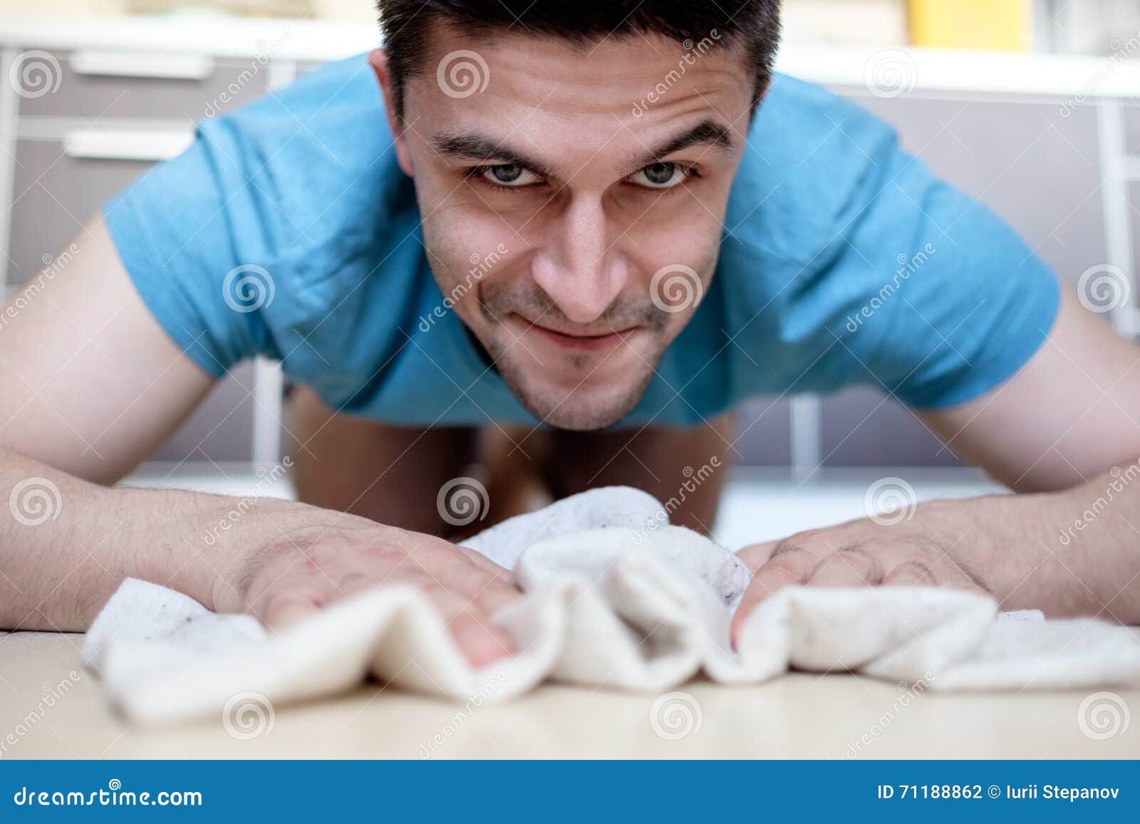 Man mopping the floor stock photo. Image of janitor, cleaning - 71188862