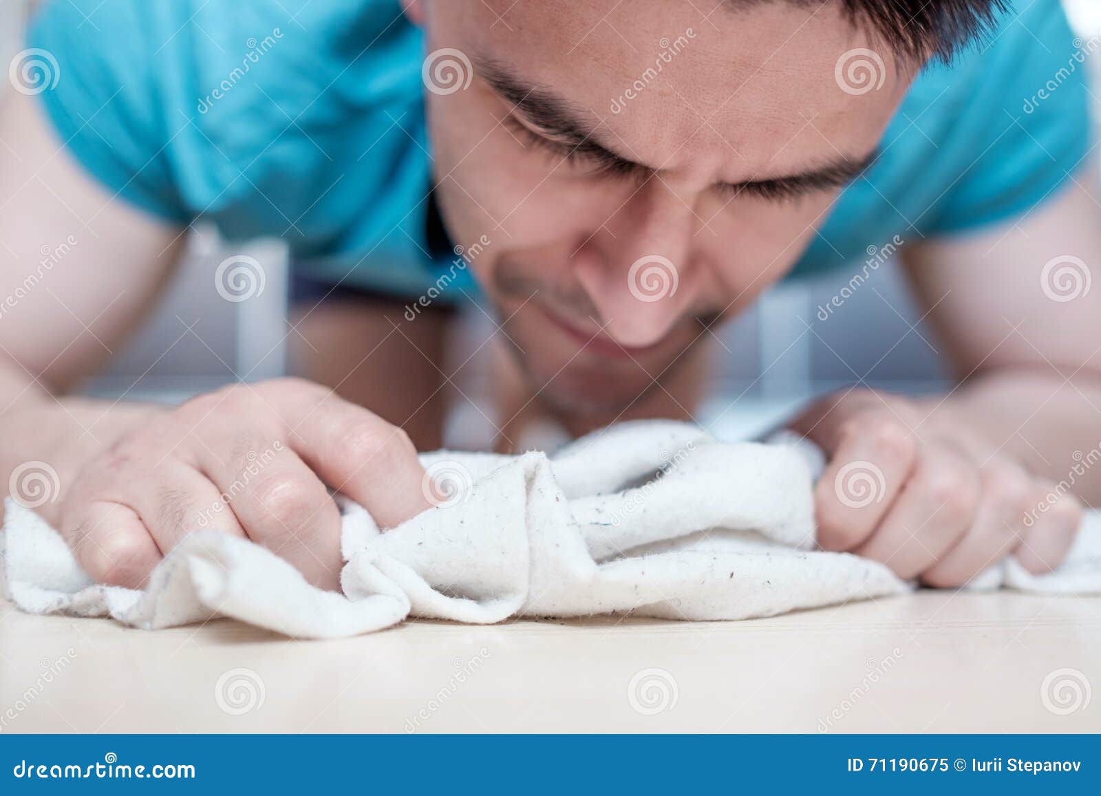 Man mopping the floor stock image. Image of male, housework - 71190675