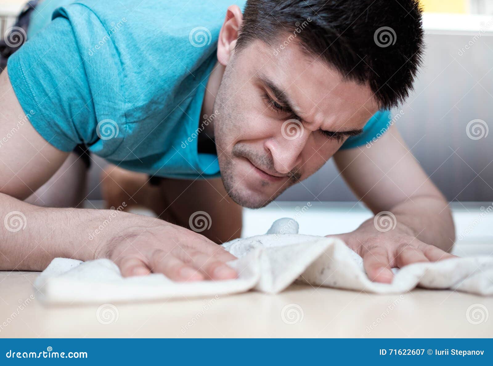 Man mopping the floor stock image. Image of cleaner, dust - 71622607
