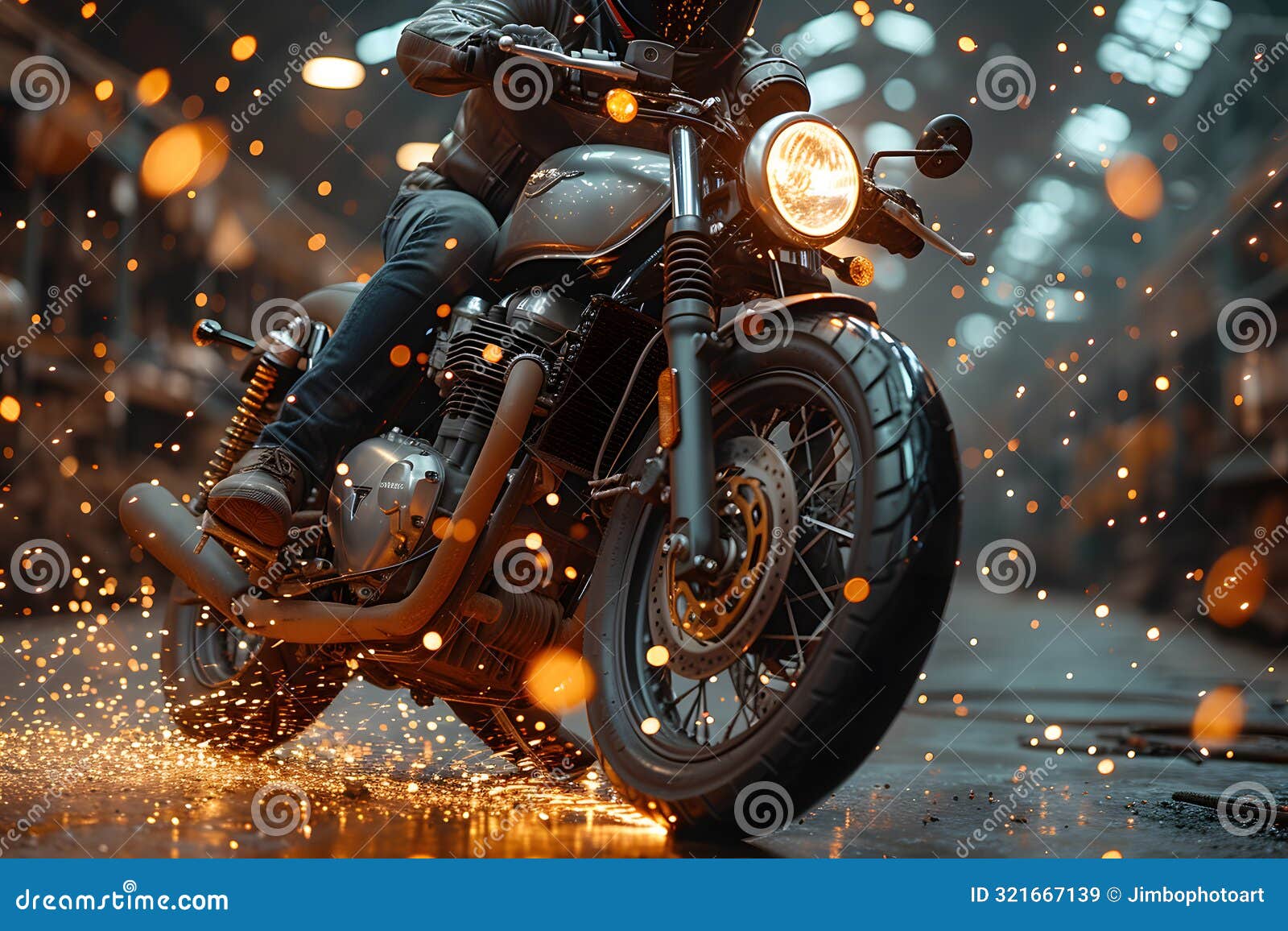 Man with Motor Bike with Fire Stock Illustration - Illustration of ...