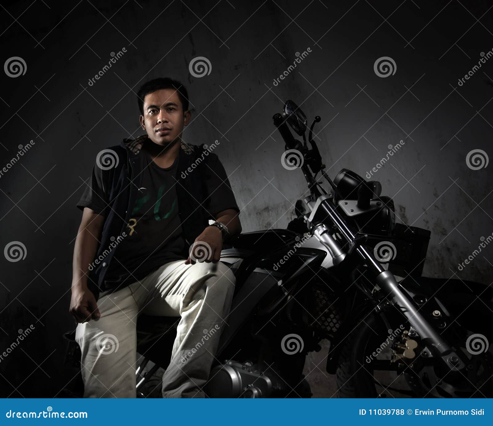 Man and motorcycle stock photo. Image of masculine, portrait - 11039788