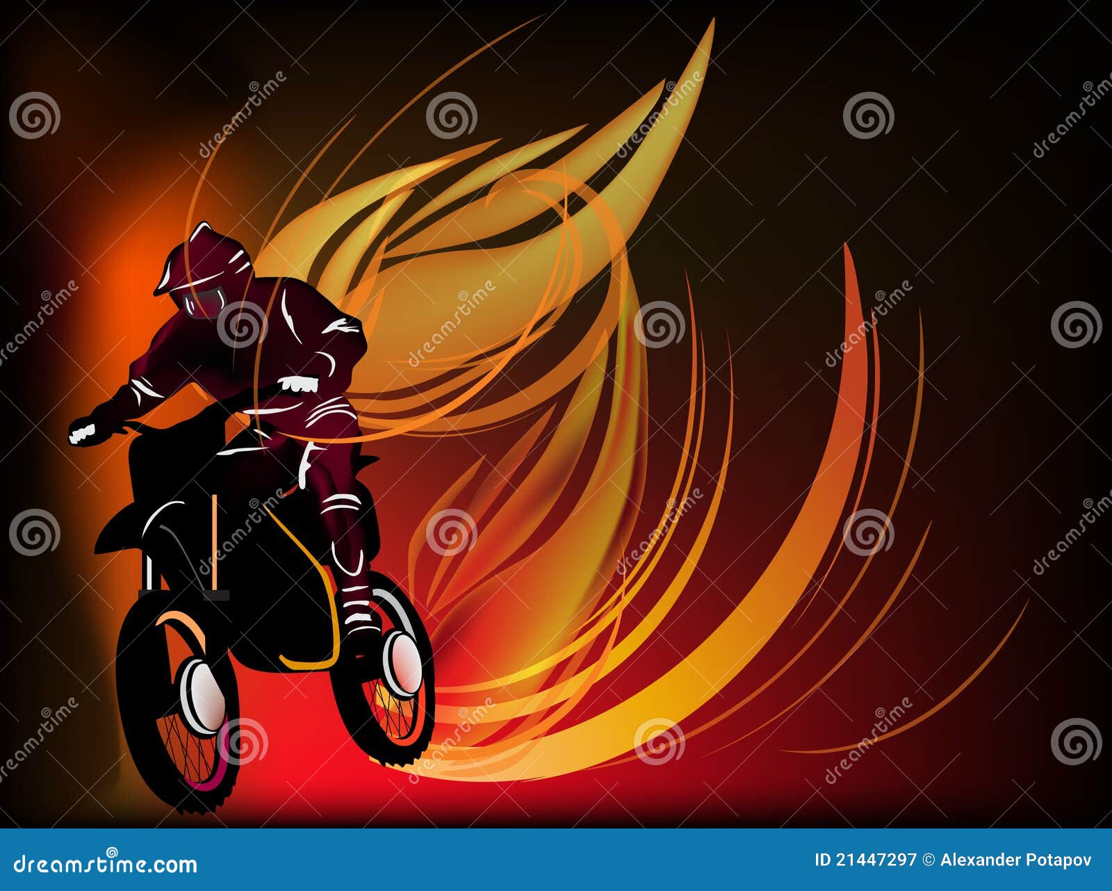 Man on Motorcycle in Fire Illustration Stock Vector - Illustration of ...