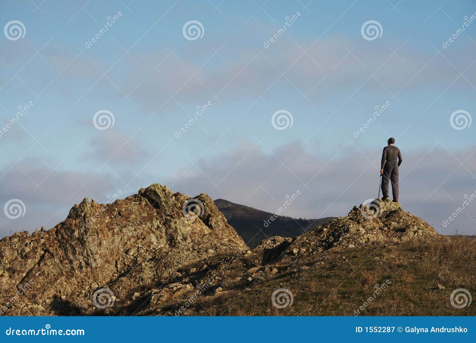 Man in the mountain stock image. Image of rock, alpine - 1552287