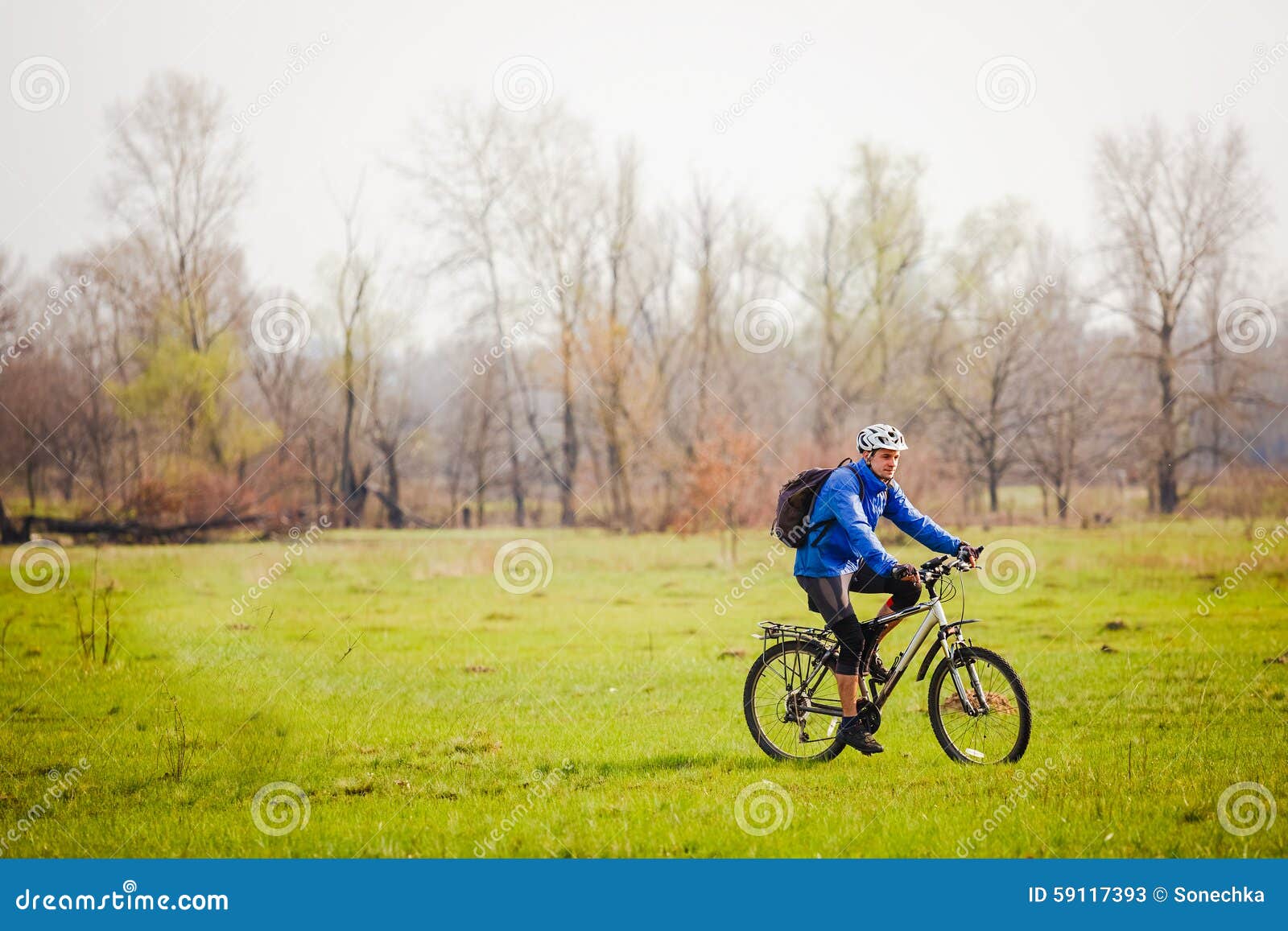 Man on mountain bike stock image. Image of explorer, leisure - 59117393