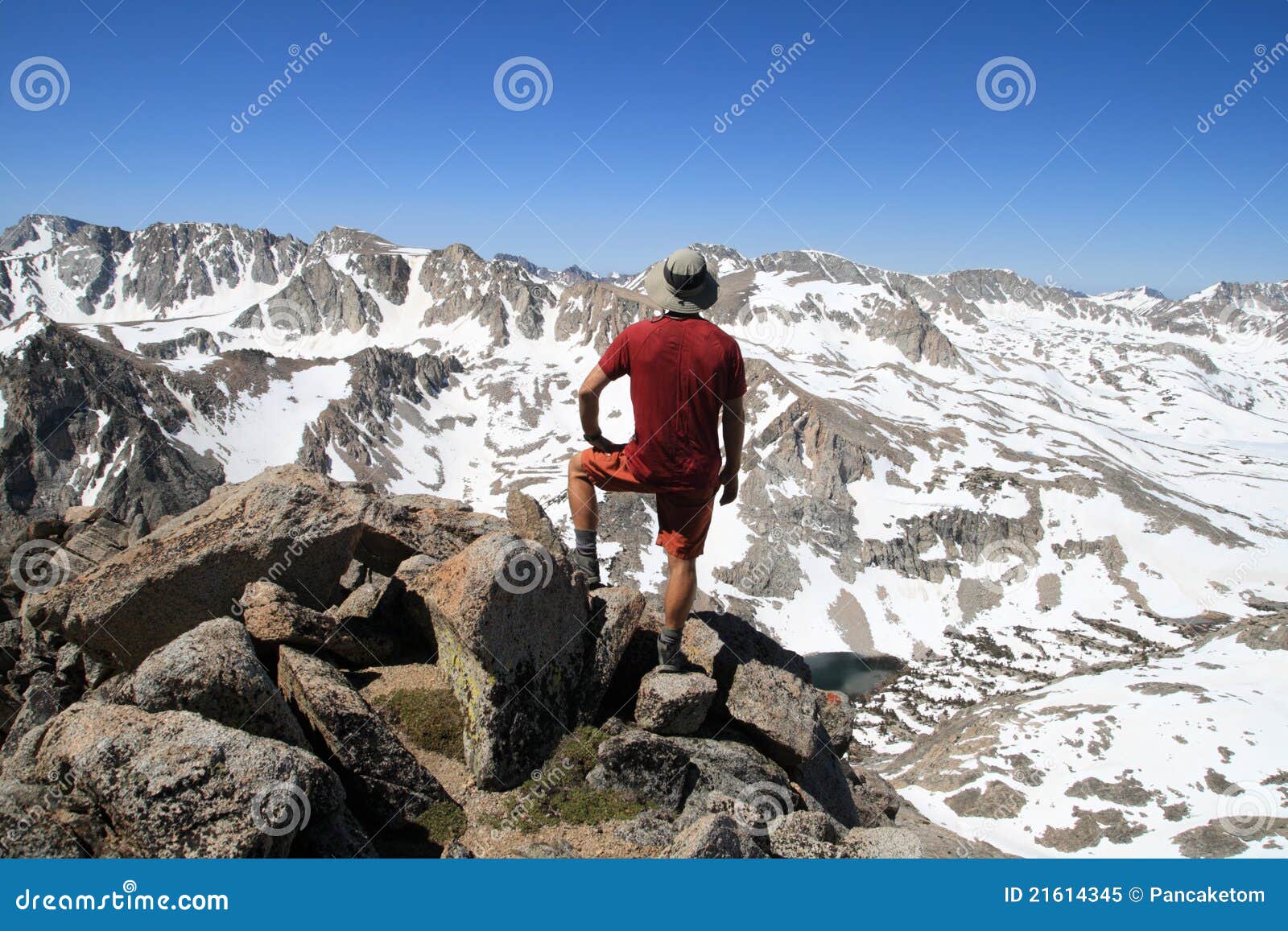 Man on mountain top stock image. Image of fitness, blue - 21614345