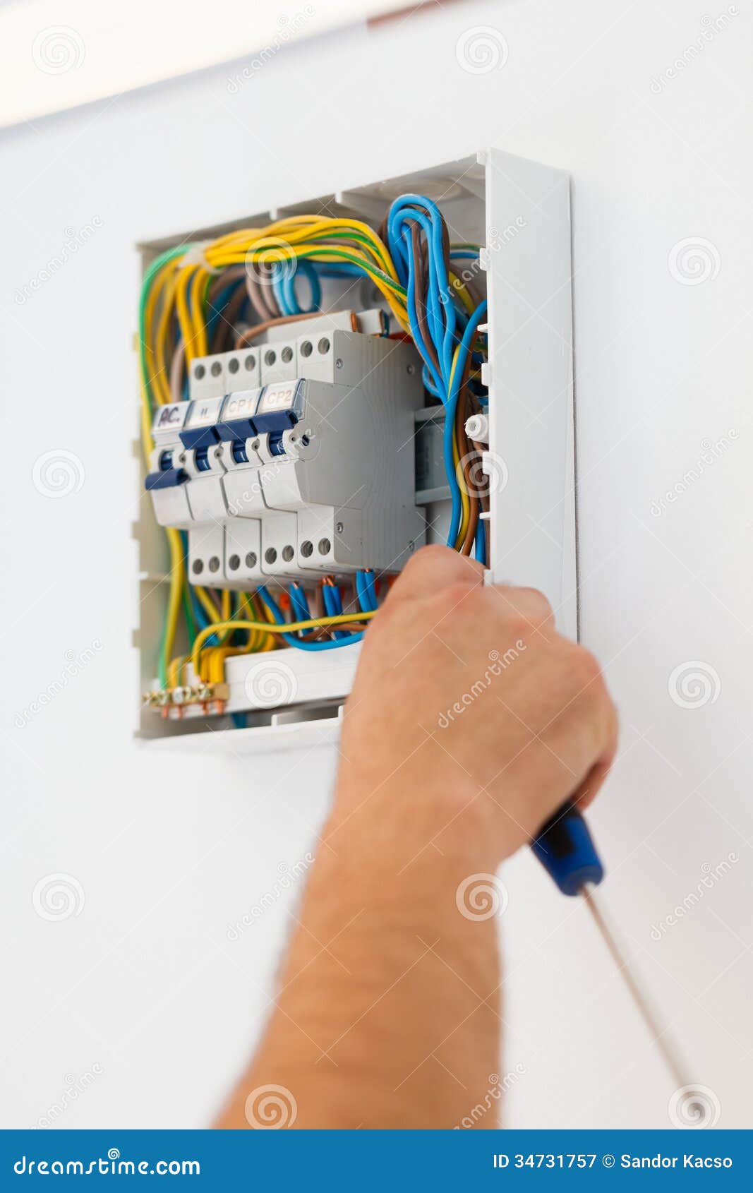 Electric Fuse And Plug, Electrical Box On Construction Drawing Stock ...