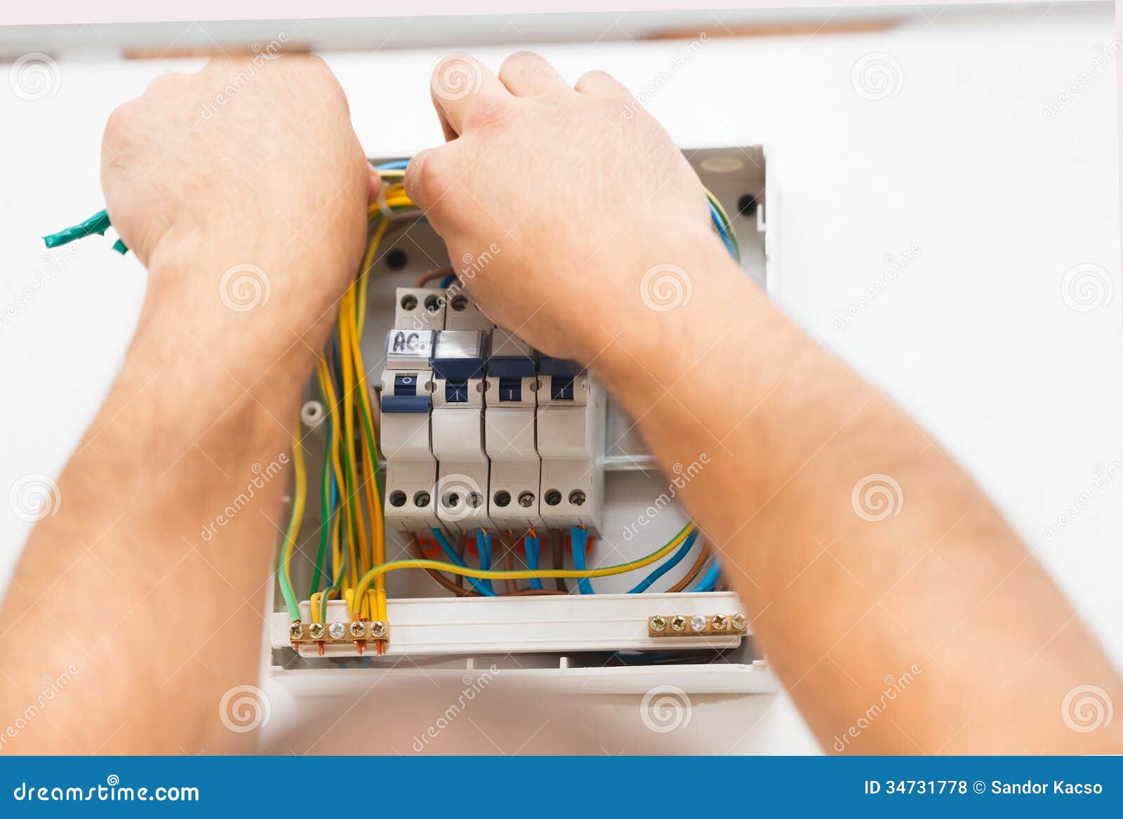 Electric Fuse And Plug, Electrical Box On Construction Drawing Stock ...