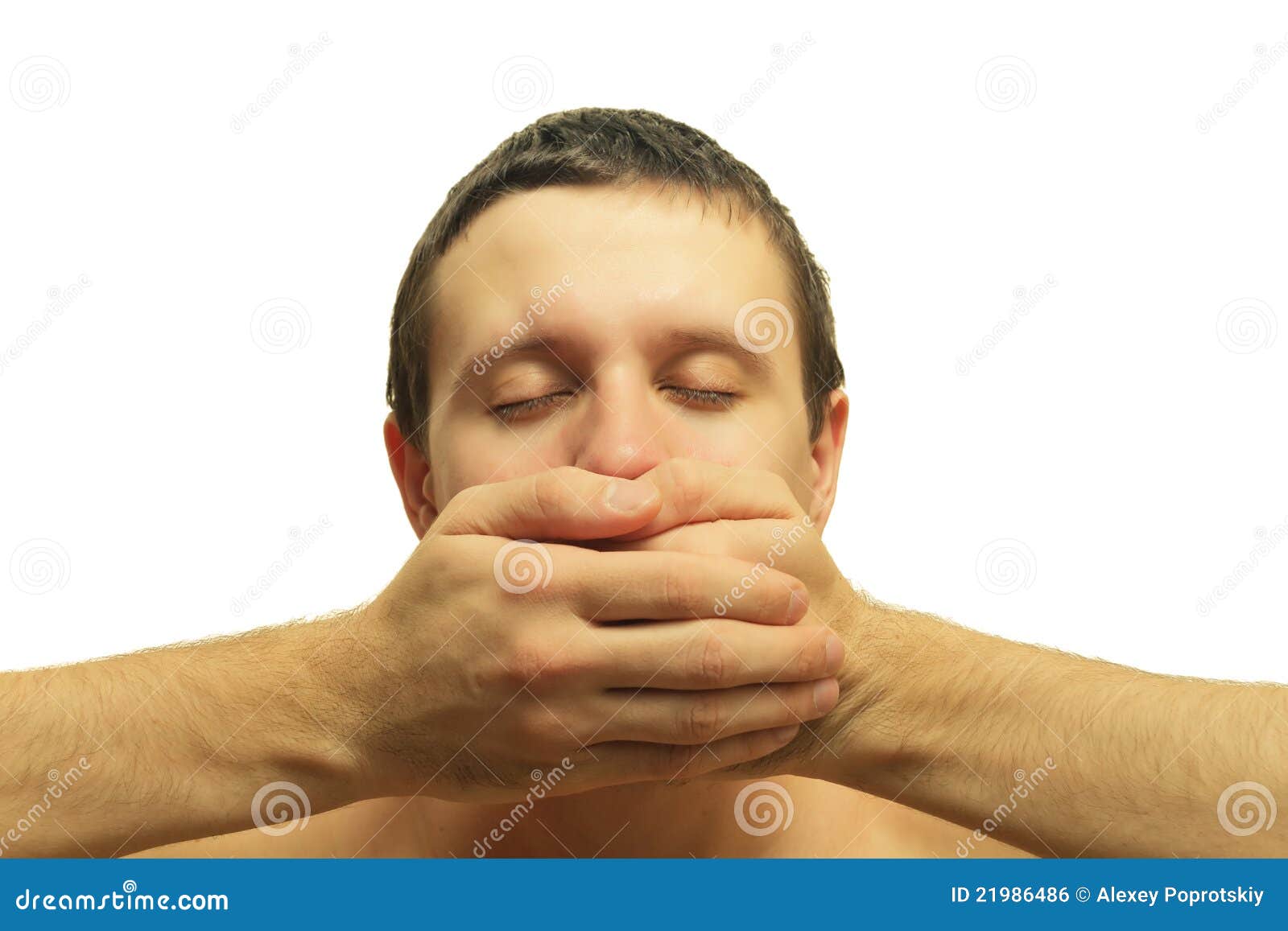 Man with the mouth closed stock photo. Image of horizontal - 21986486