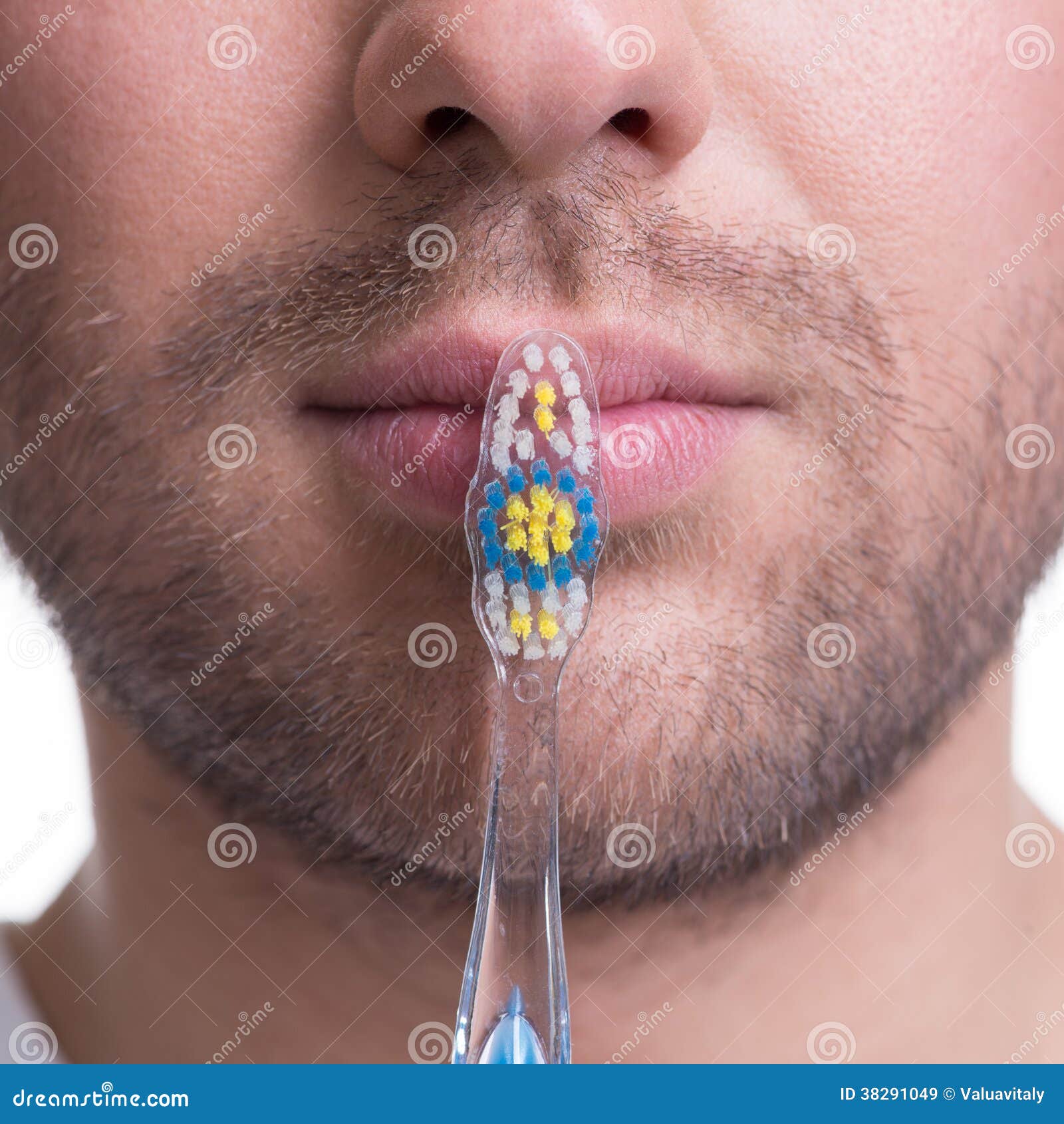 Man Mouth with a Toothbrush Stock Image - Image of mouth, smile: 38291049