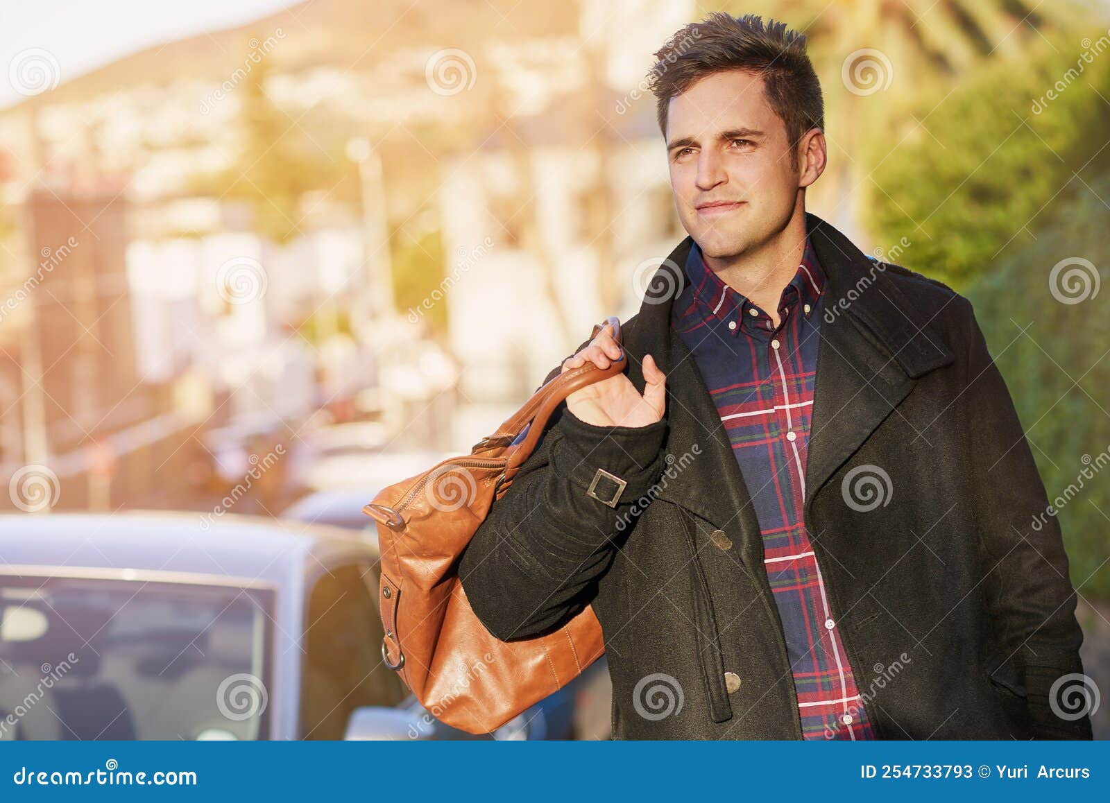 Man on the Move. a Handsome Young Man Taking a Walk through the City ...