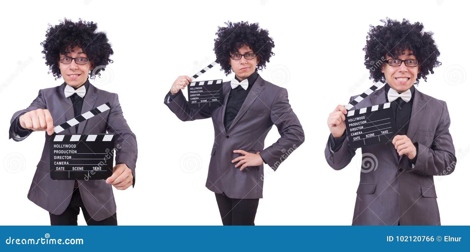 The Man with Movie Clapper Isolated on White Stock Photo - Image of ...