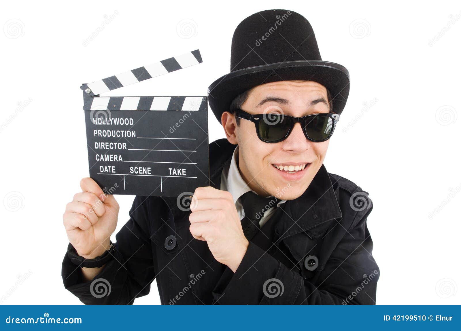 Man with Movie Clapper Isolated Stock Photo - Image of clapper, chaplin ...
