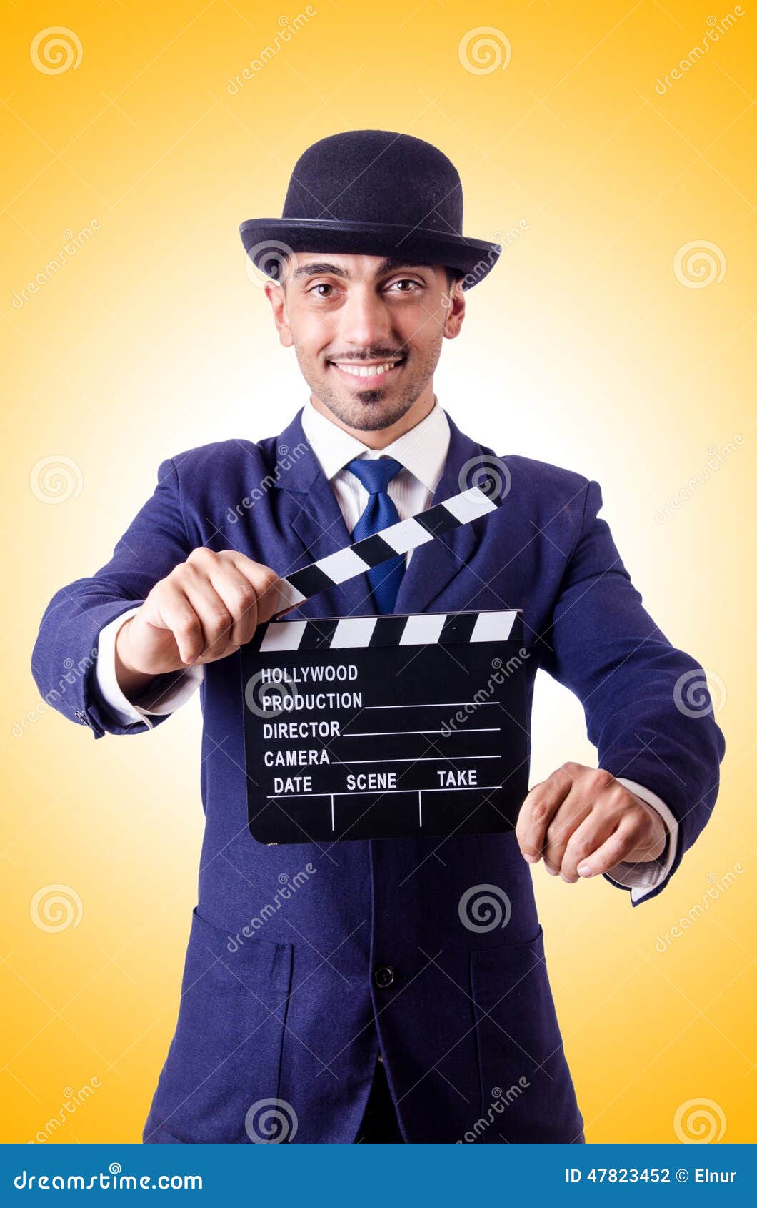 Man with movie clapper stock photo. Image of director - 47823452