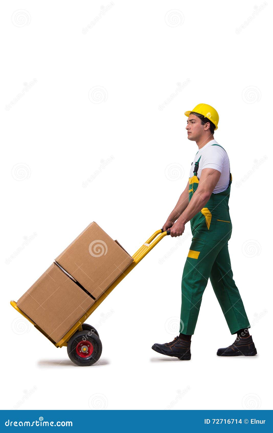 The Man Moving Boxes Isolated on the White Background Stock Photo ...