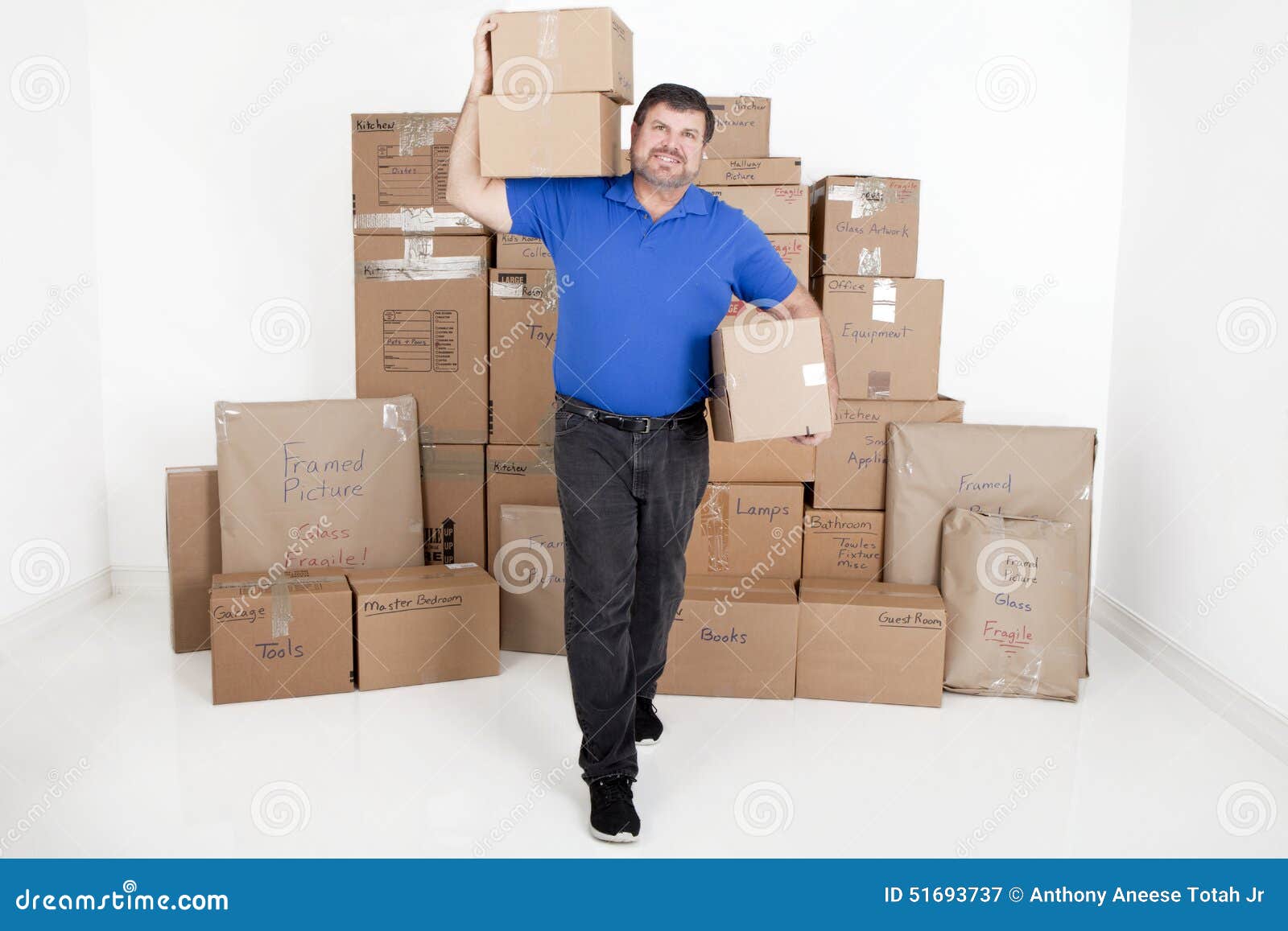 Man moving boxes. stock image. Image of package, carton - 51693737