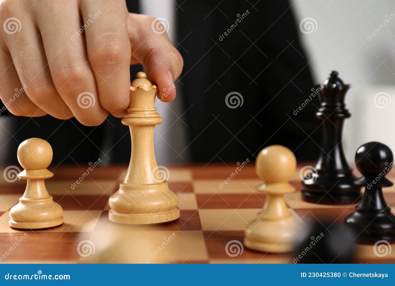 Man Moving Chess Piece on Board, Closeup Stock Photo - Image of figure ...