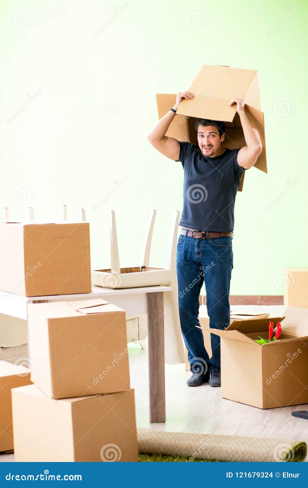 The Man Moving House with Boxes Stock Photo - Image of effects, moving ...
