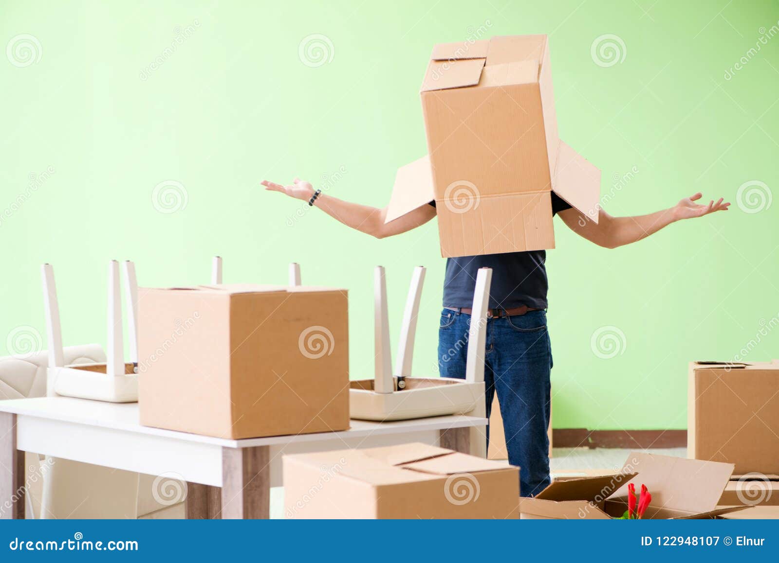 The Man Moving House with Boxes Stock Image - Image of holding, movers ...