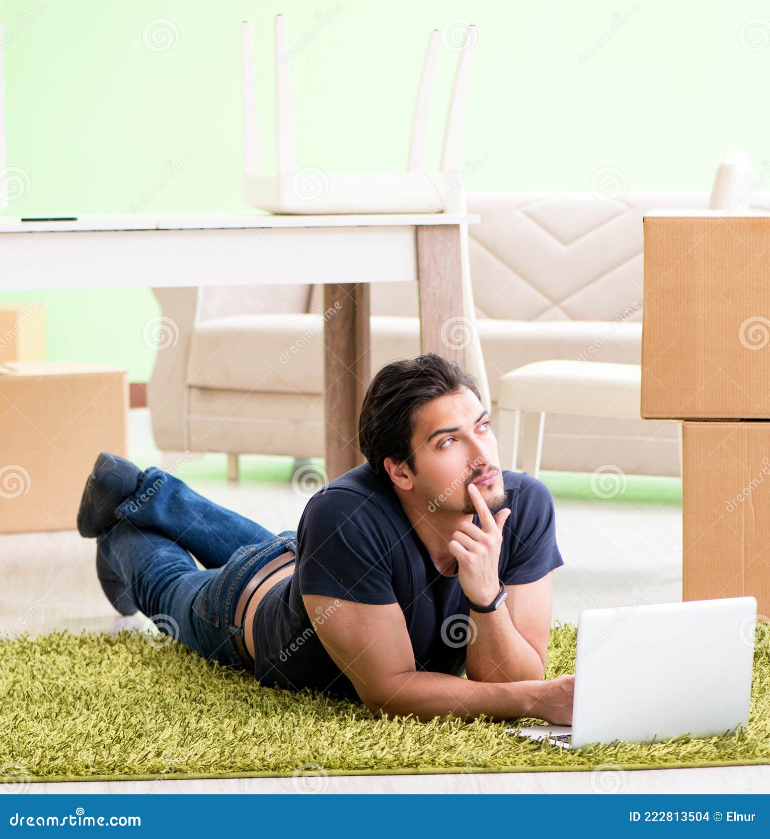 Man Moving House with Boxes Stock Photo - Image of delivering, cargo ...