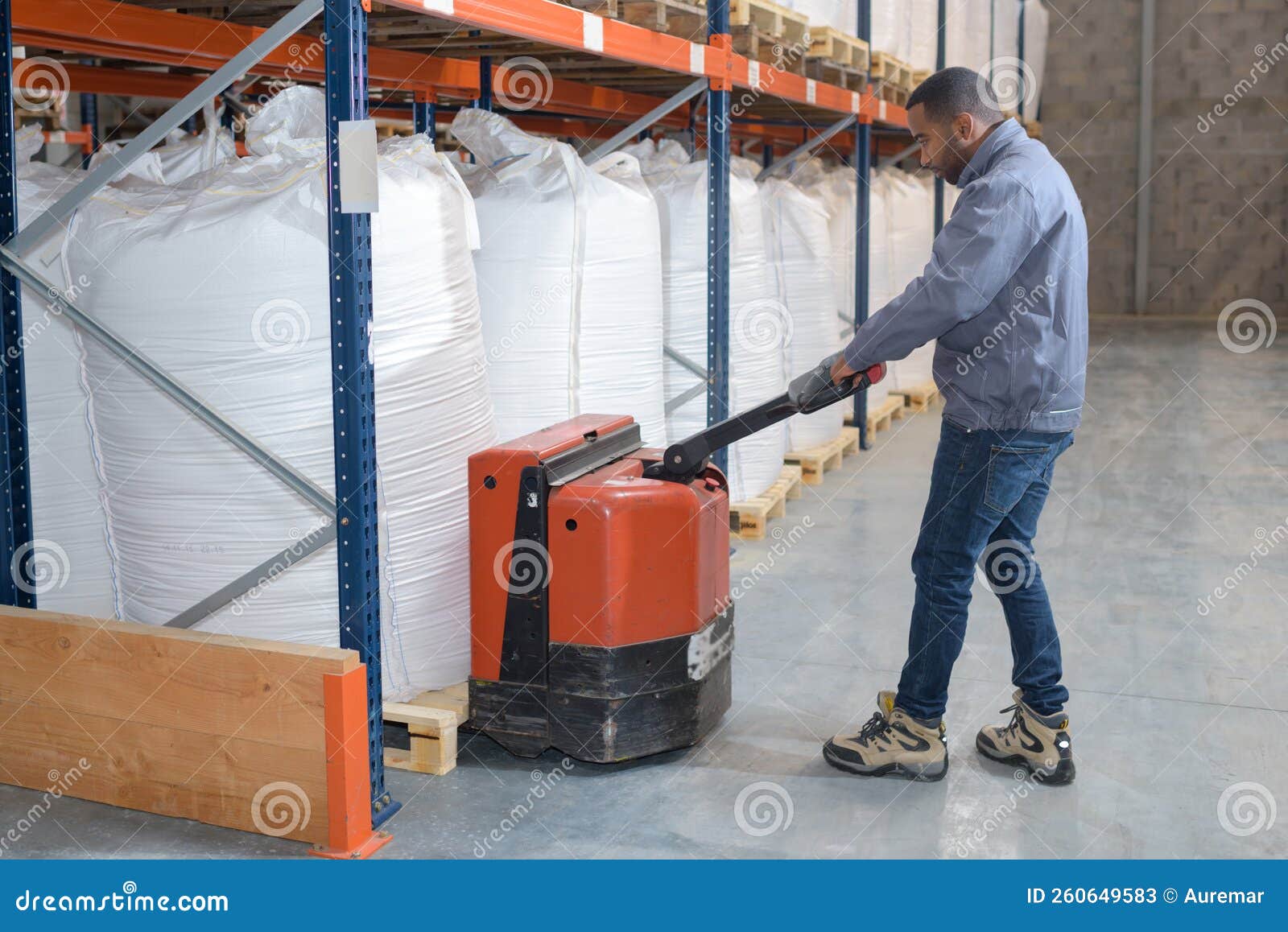 Man Moving Rolls with Forklit Stock Image - Image of storing, loader ...
