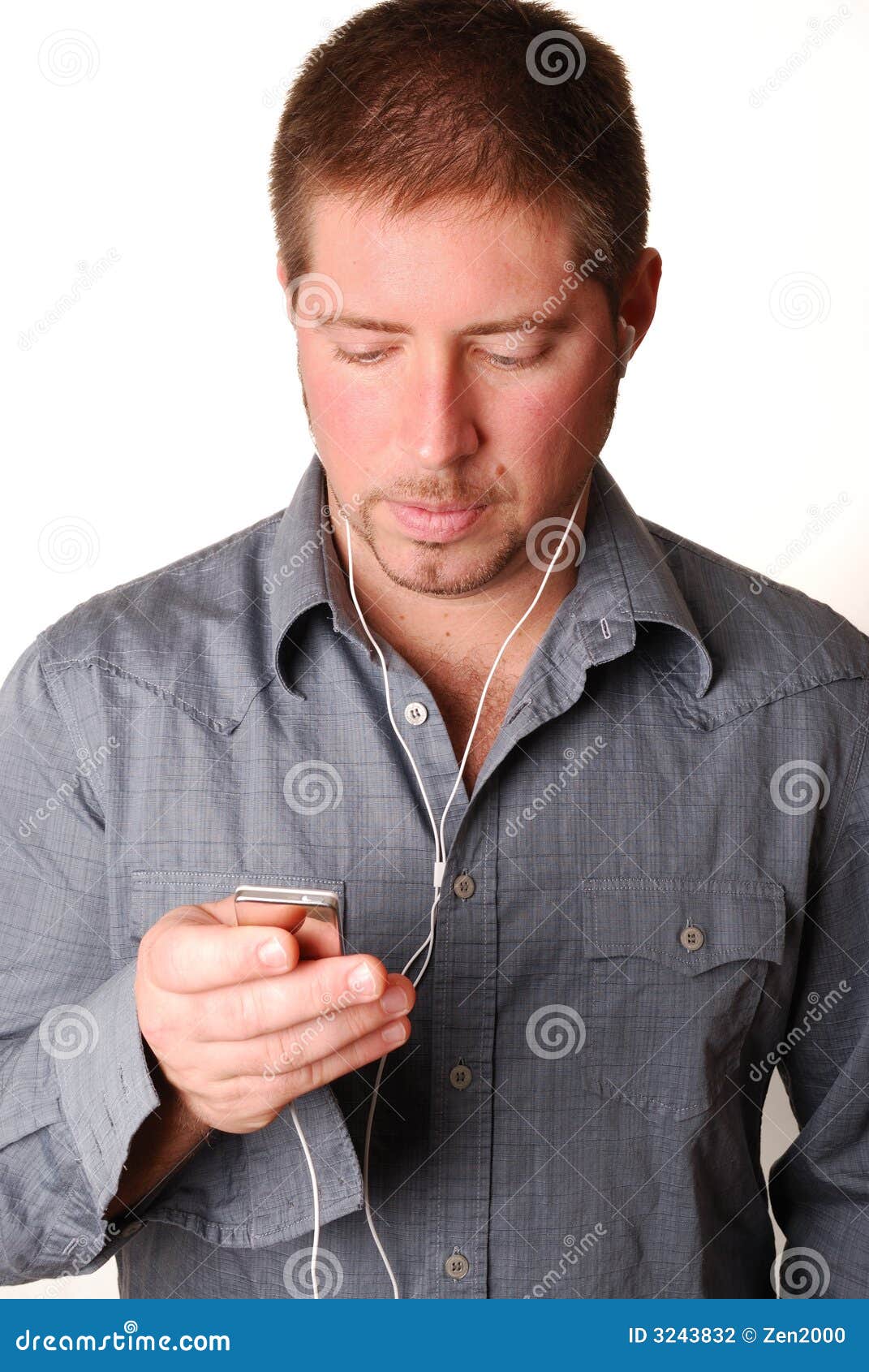 Man with mp3 player stock photo. Image of electrical, musical - 3243832