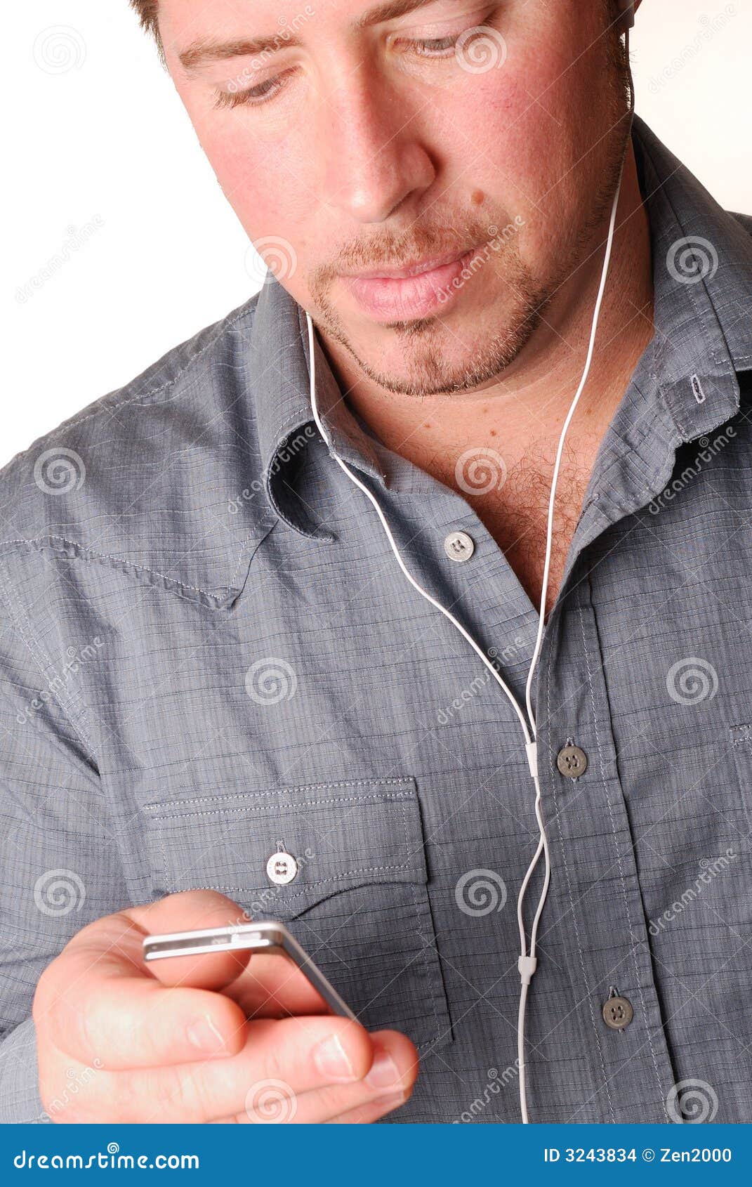 Man with mp3 player stock photo. Image of audio, isolated - 3243834