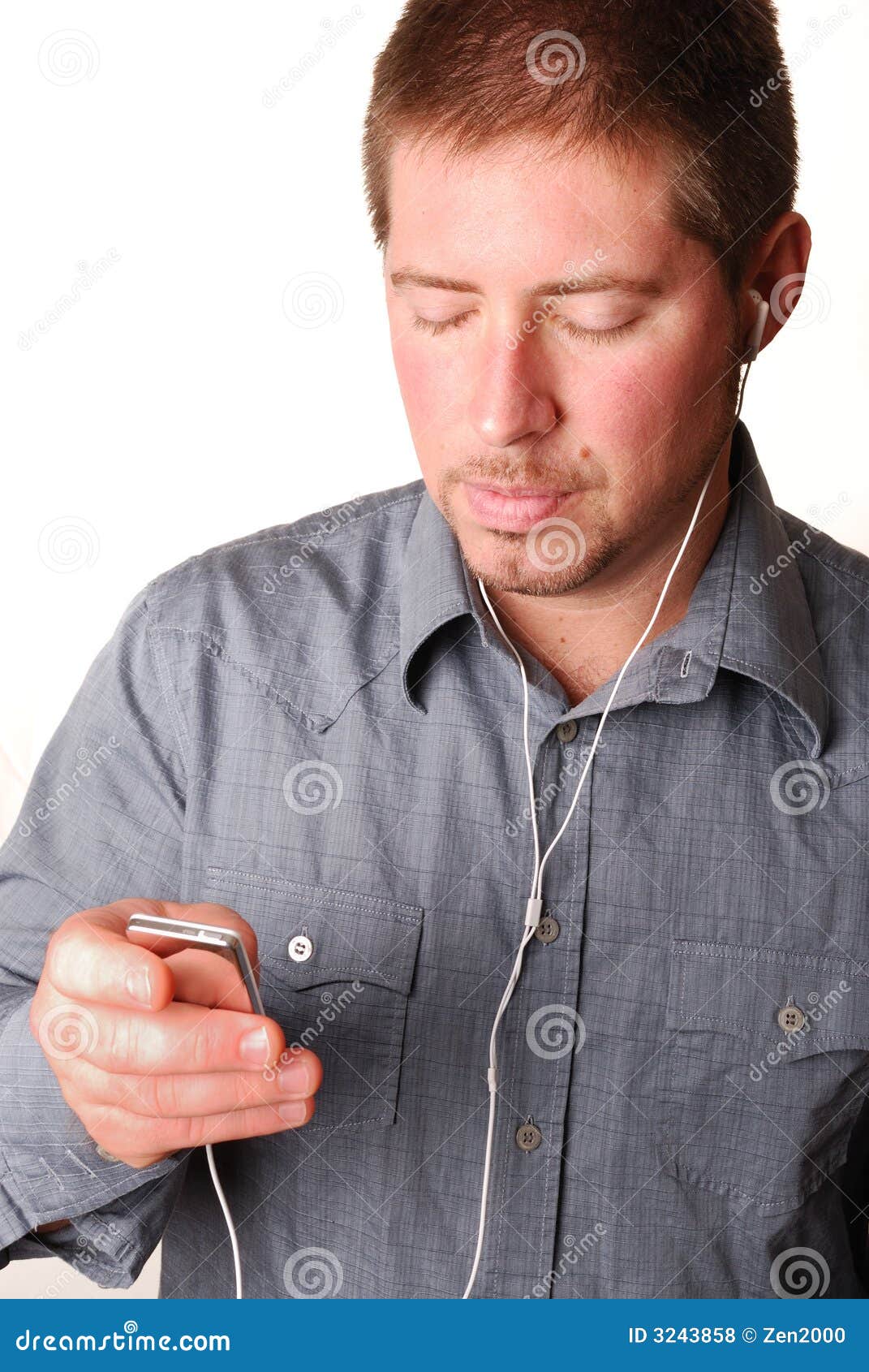 Man with mp3 player stock photo. Image of mobility, modern - 3243858