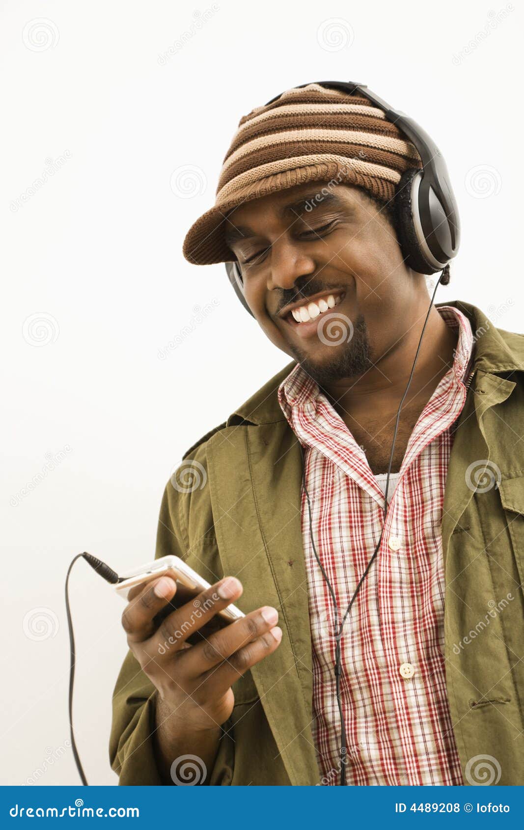Man with mp3 player. stock photo. Image of adult, american - 4489208