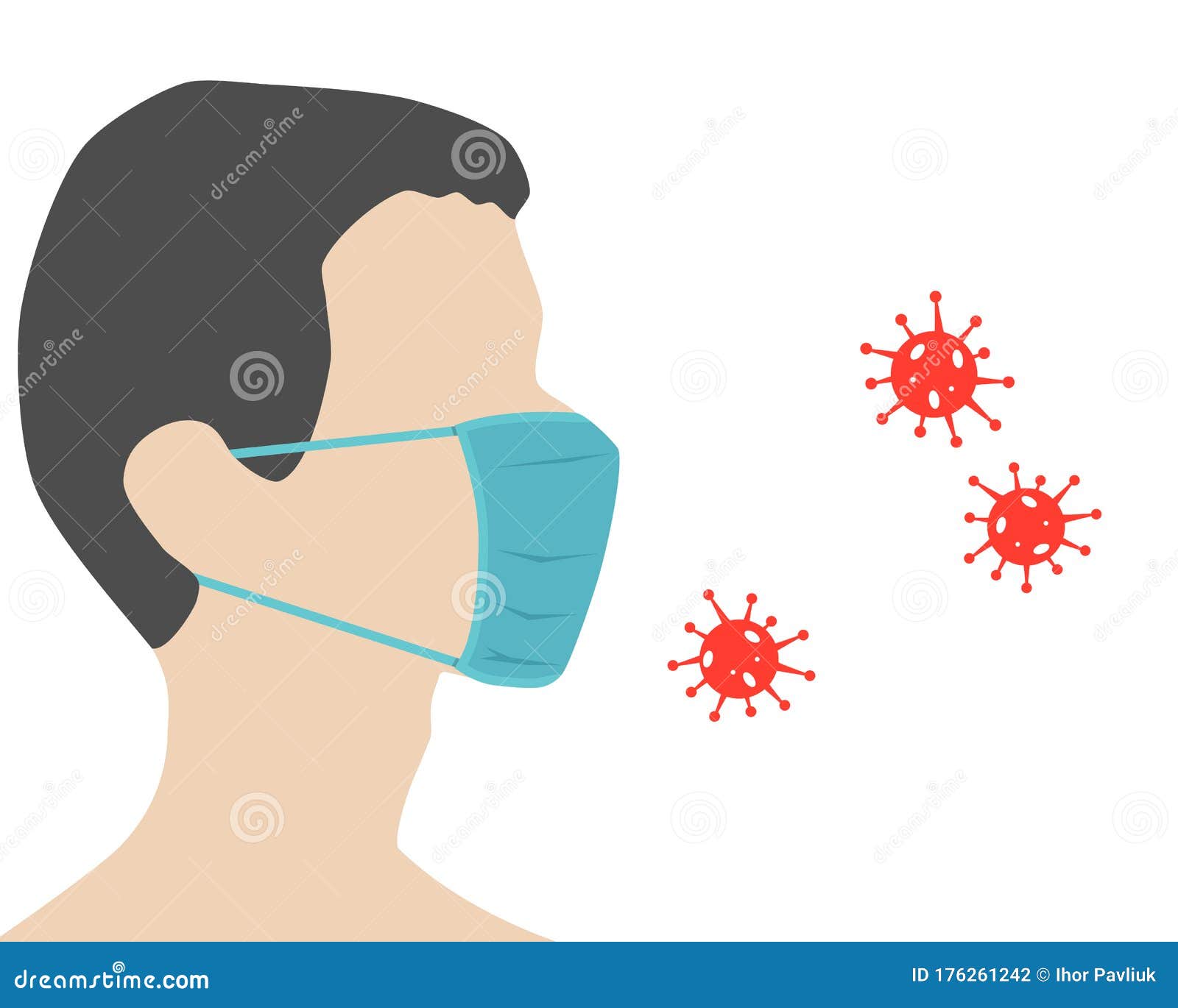 Man on msk. Virus poster stock vector. Illustration of health - 176261242