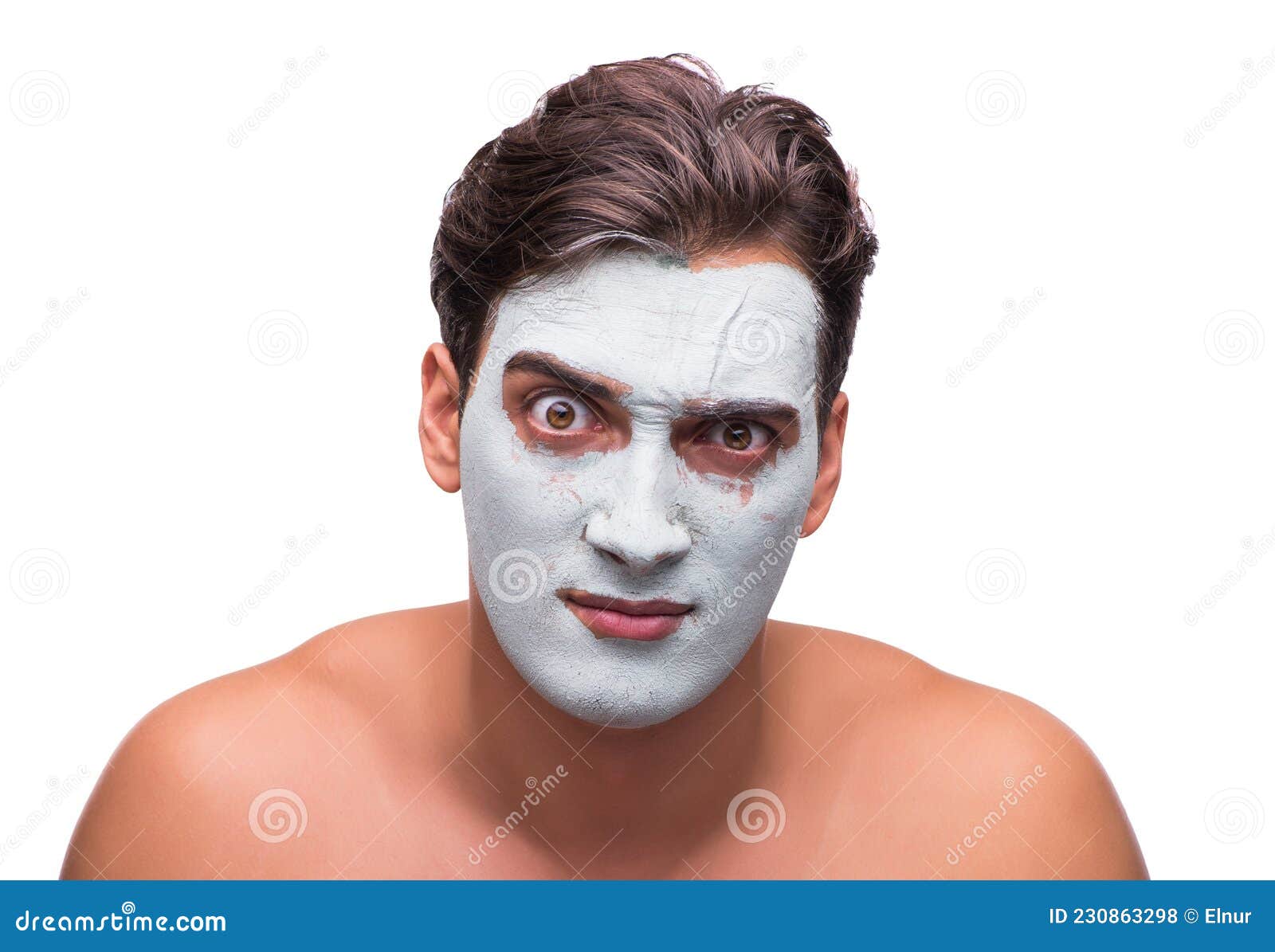 Man with Mud Mask Isolated on White Stock Photo - Image of clay ...
