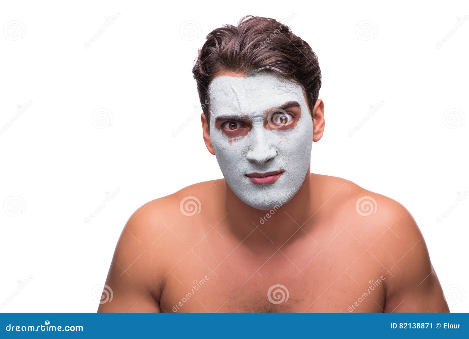 The Man with Mud Mask Isolated on White Stock Image - Image of face ...