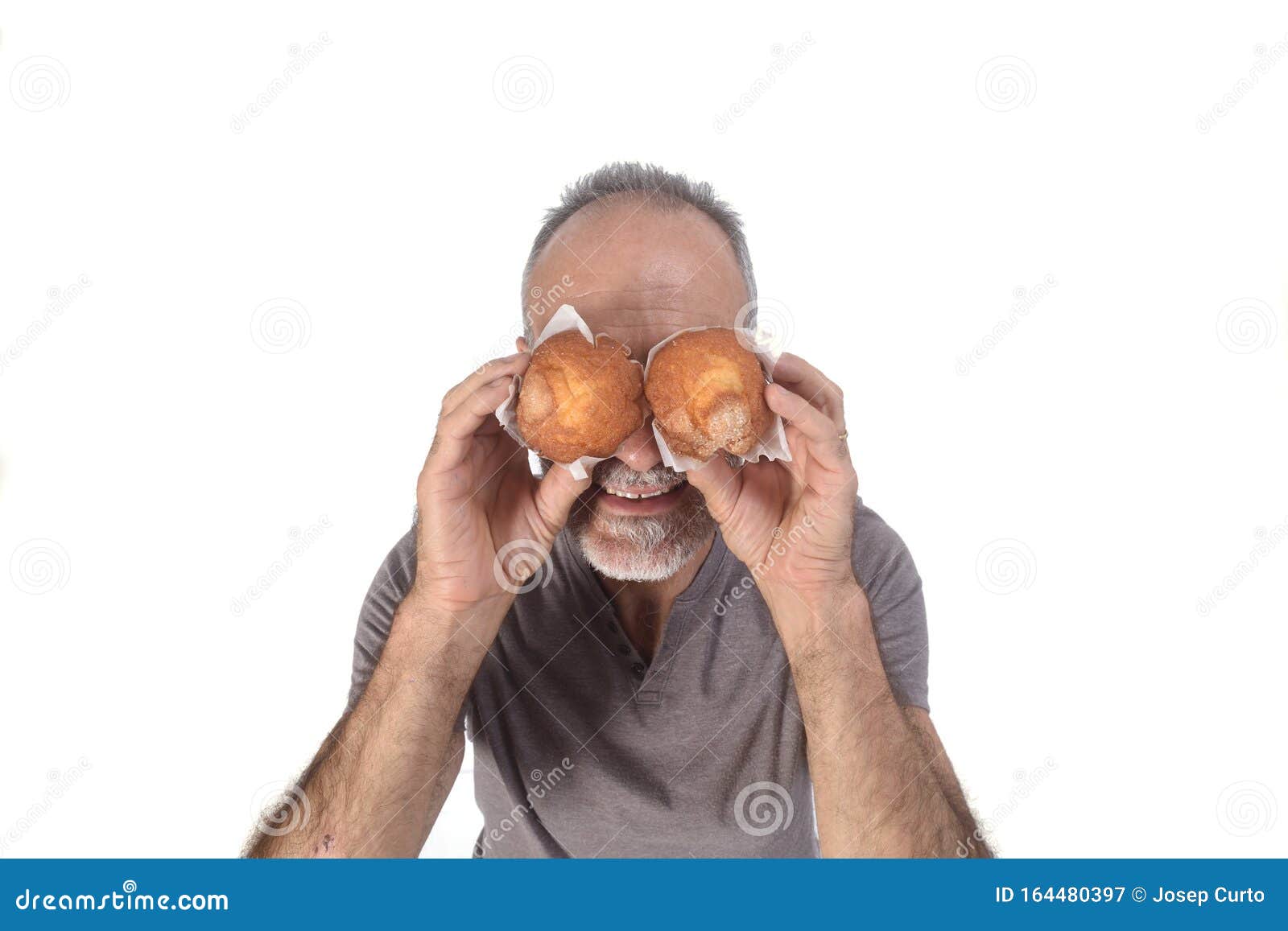 Man with Muffin on White Background Stock Image - Image of person ...