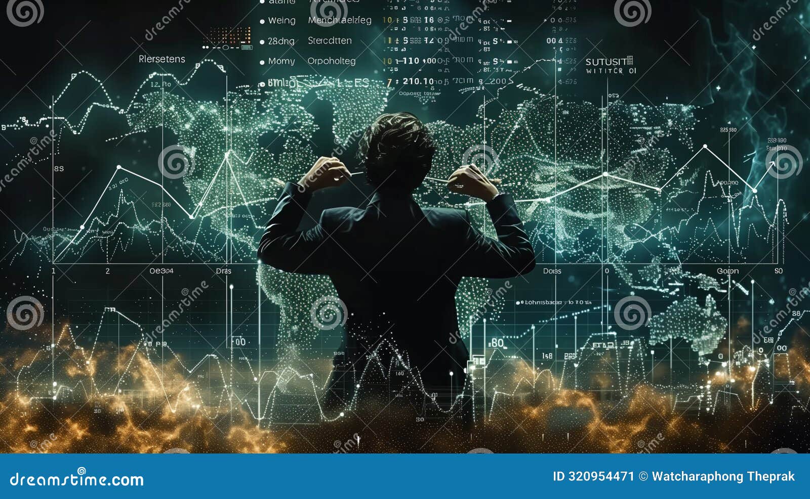 Business Man Stand at Graph Board and Analyst Stock Illustration ...