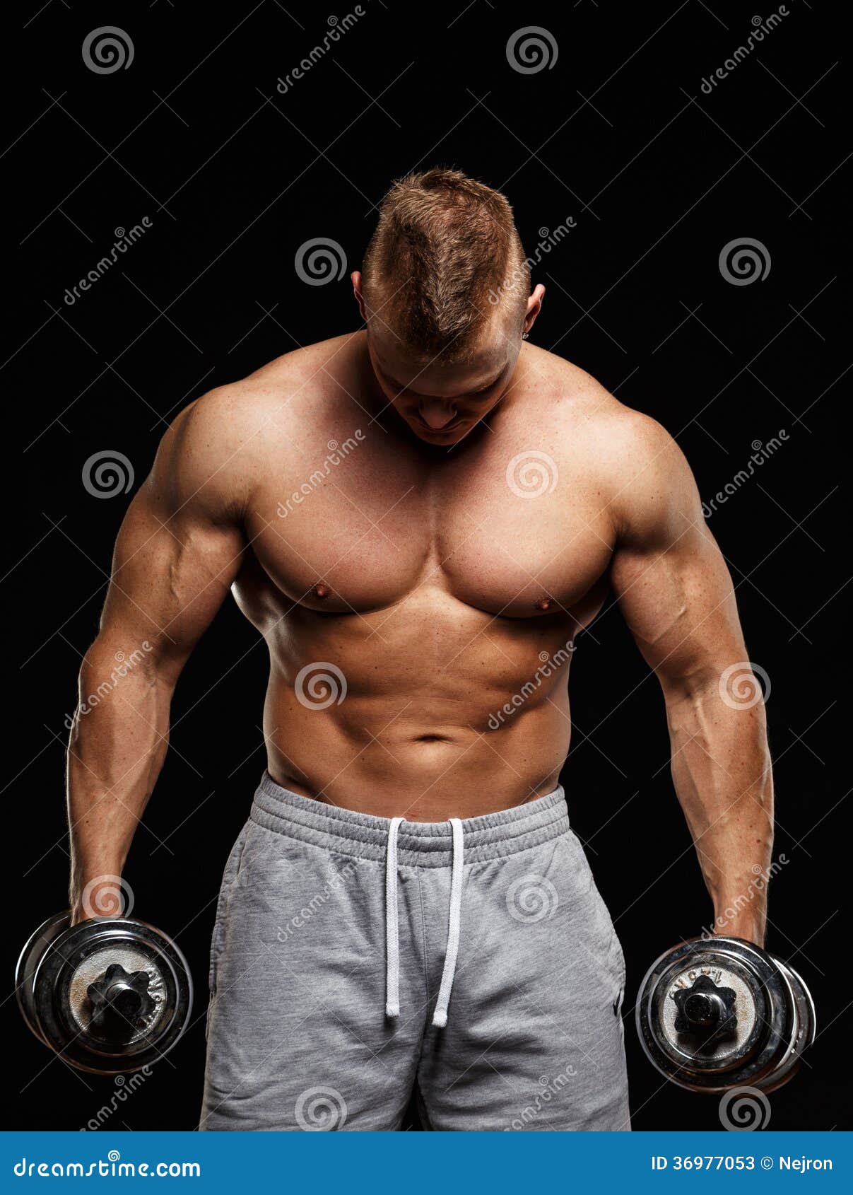Man with Muscular Torso Posing Stock Image - Image of power ...