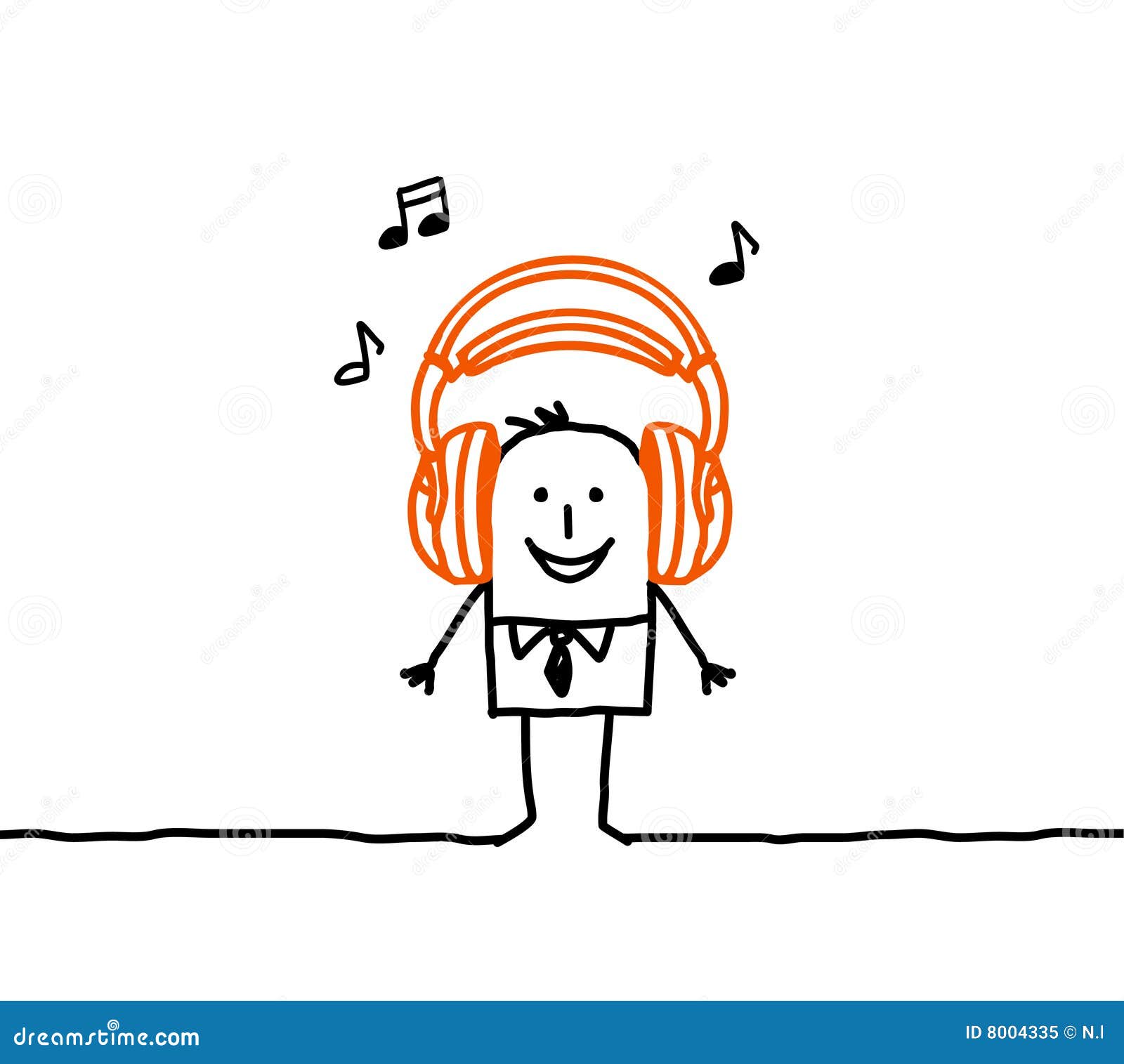 Man & music stock vector. Illustration of humor, line - 8004335