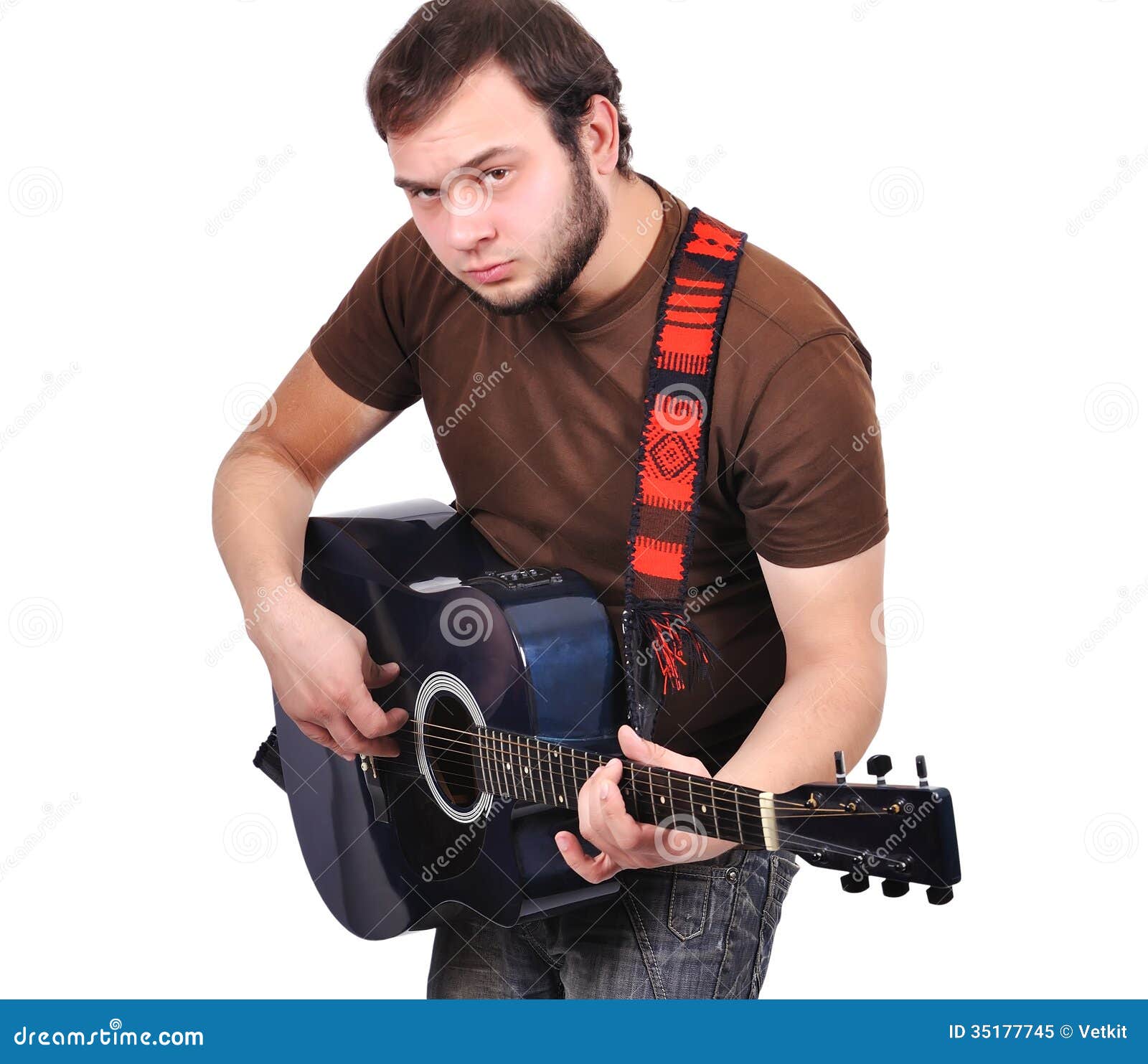 Man Musician Playing His Guitar Stock Image - Image of music, classic ...
