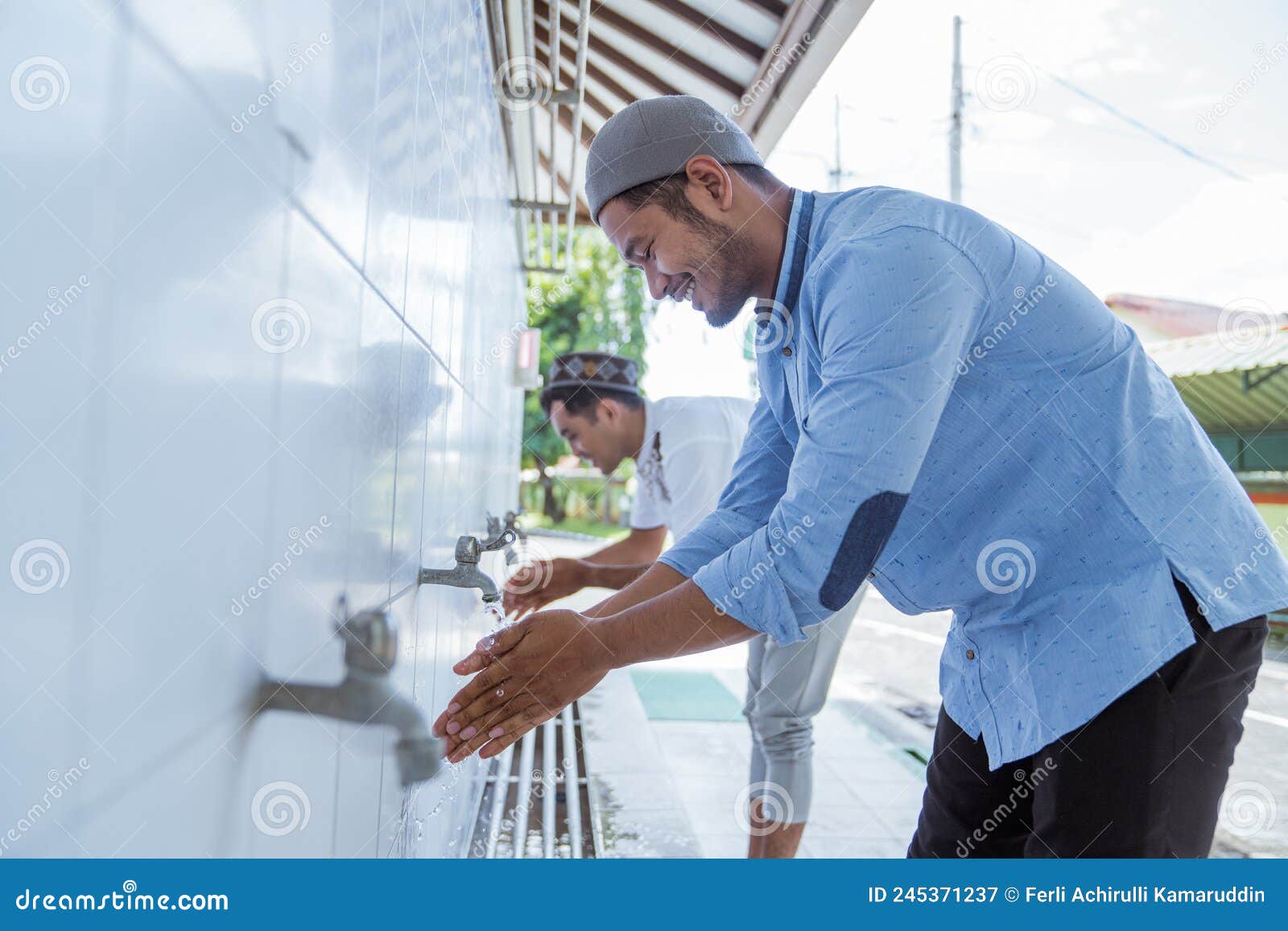 Man Muslim Perform Ablution Wudhu Washing Hand Royalty-Free Stock Image ...