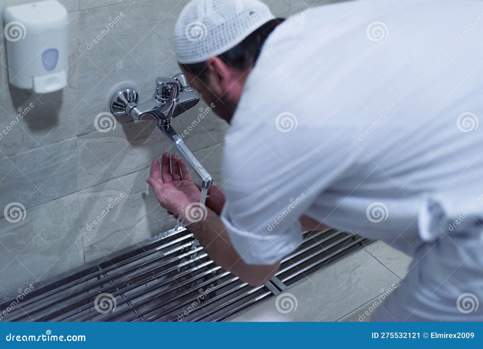 Man Muslim Perform Ablution or Wudu at the Mosque. Washing before Pray ...