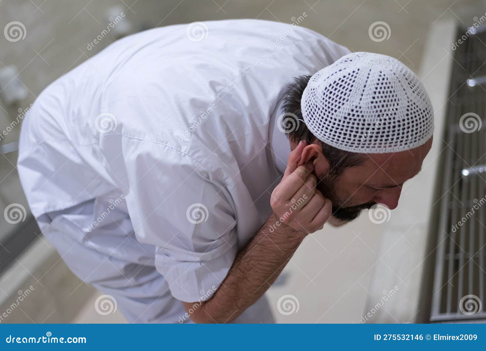 Man Muslim Perform Ablution or Wudu at the Mosque. Washing before Pray ...