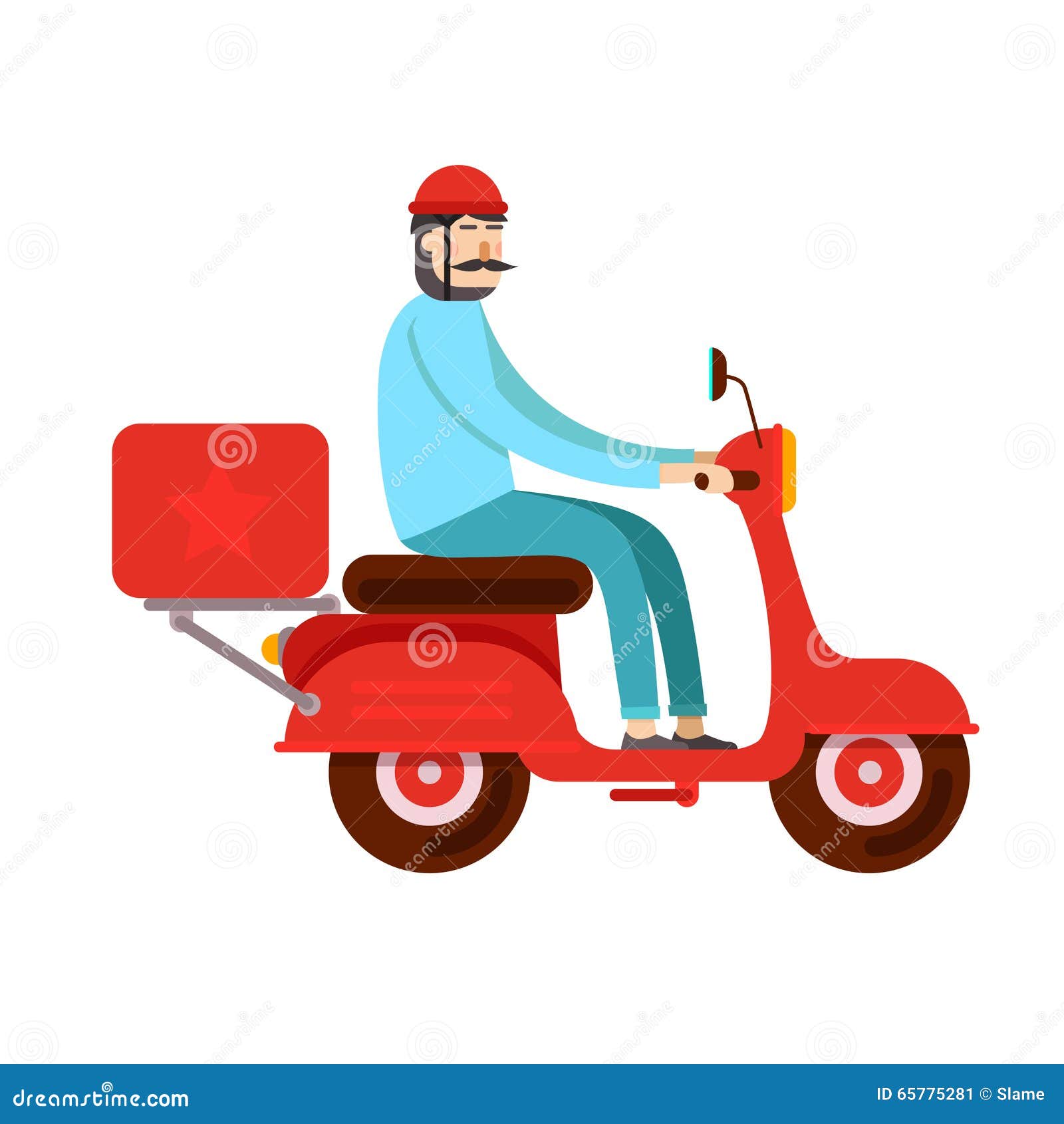 Man with Mustache Drive Retro Scooter Stock Vector - Illustration of ...