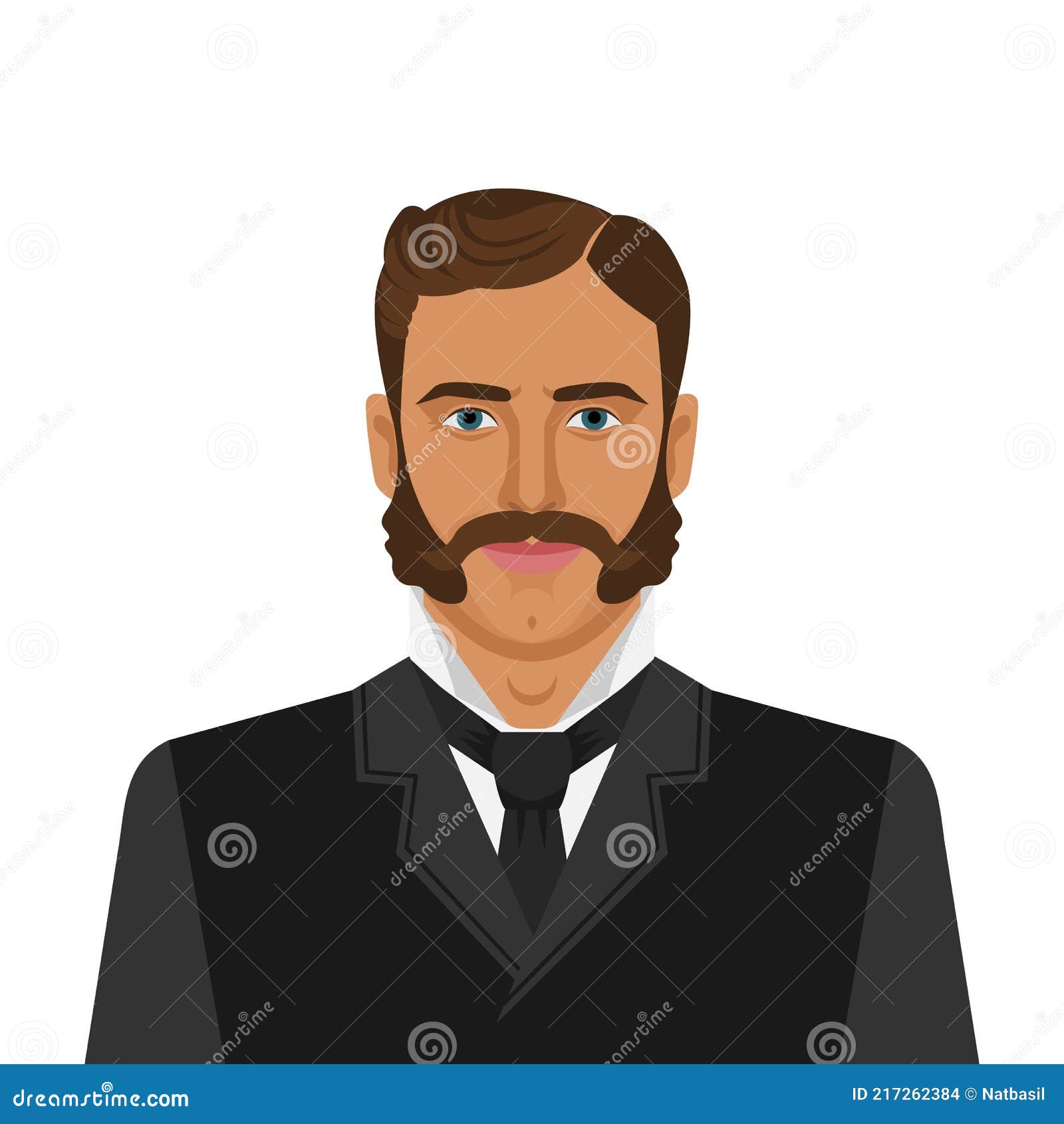 Man With Mustache And Sideburns In Retro Suit Vector Illustration ...