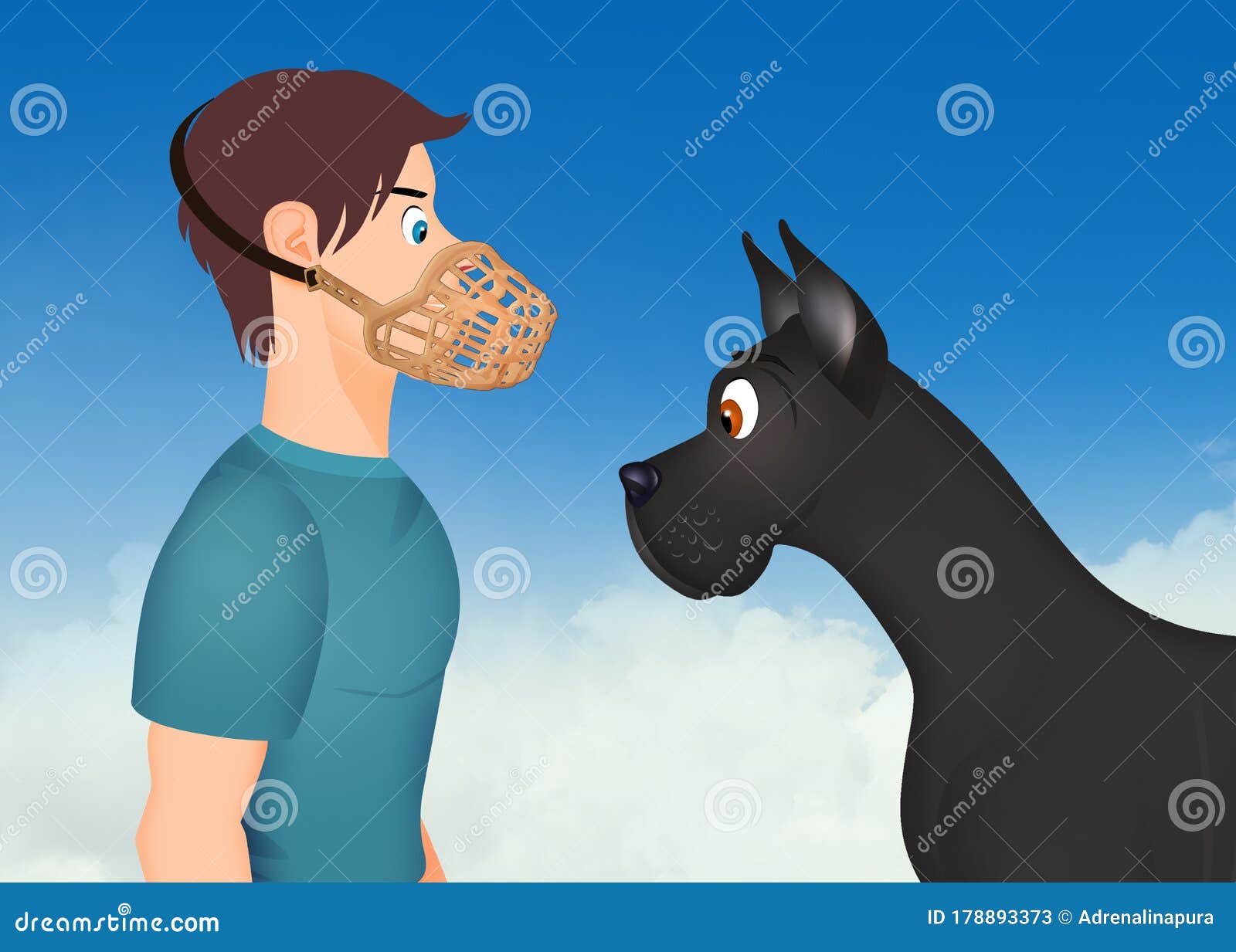 Man with muzzle stock illustration. Illustration of coronavirus - 178893373