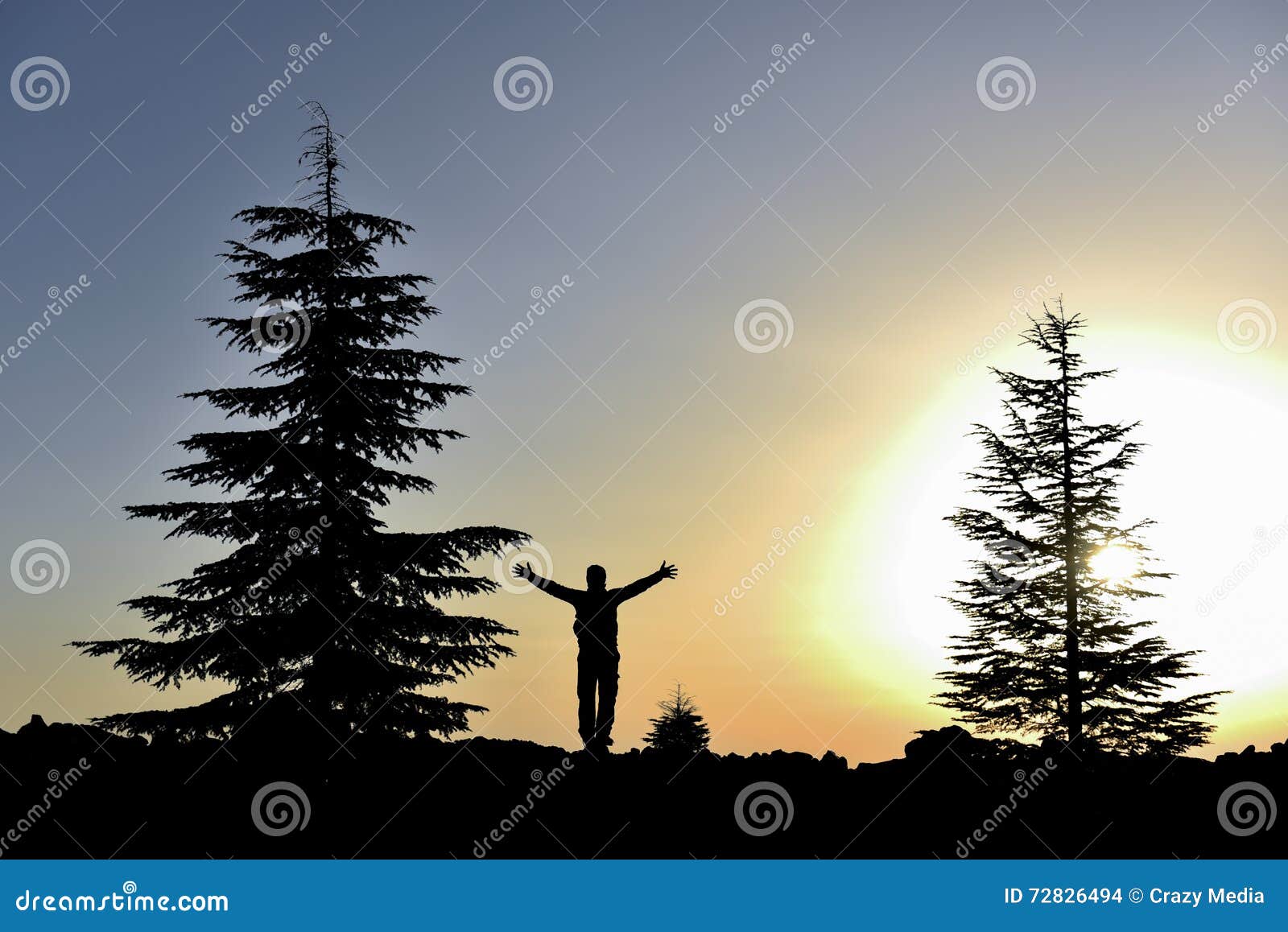 Happy man in nature stock photo. Image of hand, waving - 72826494