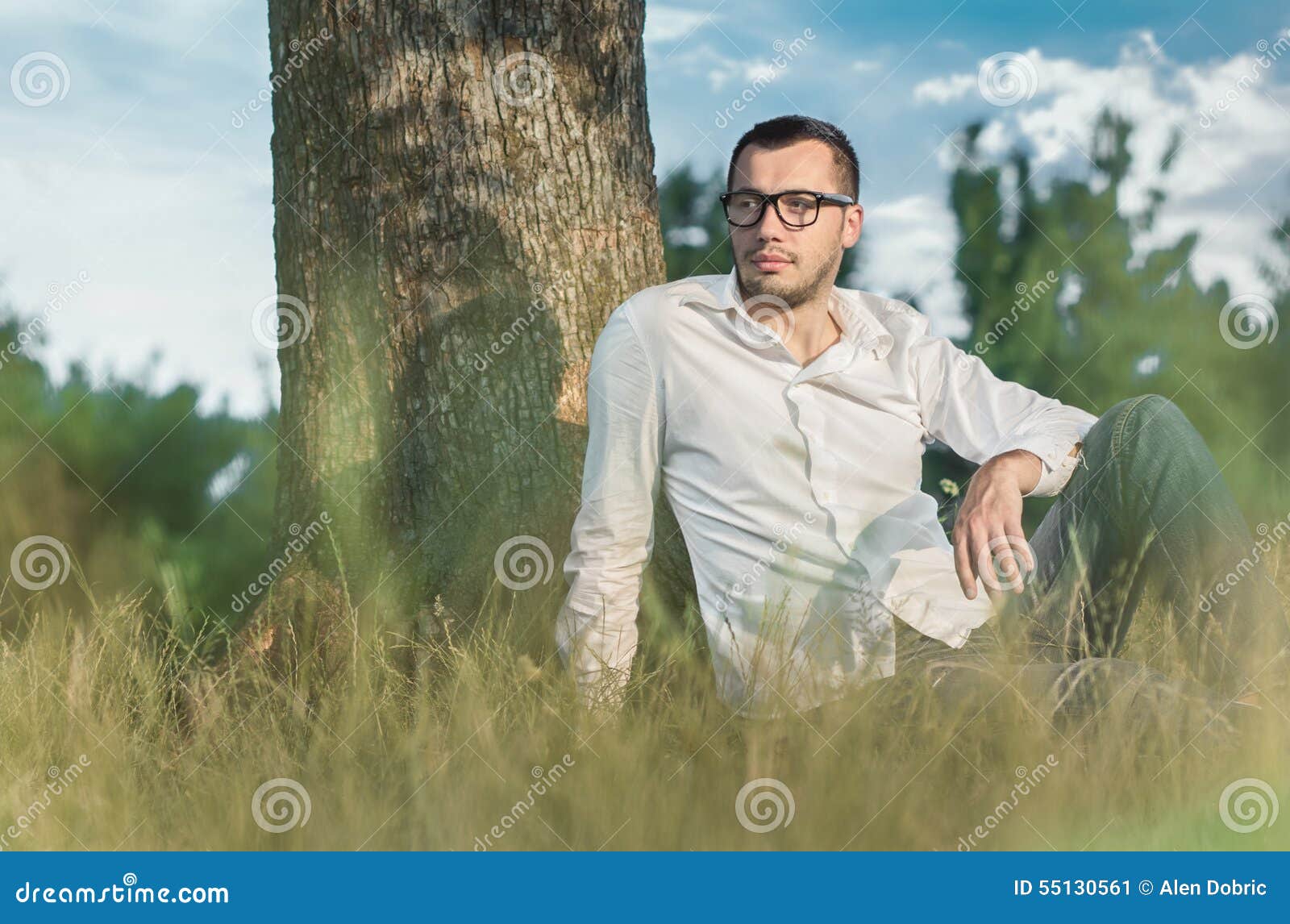 Man in nature stock image. Image of copyspace, daylight - 55130561