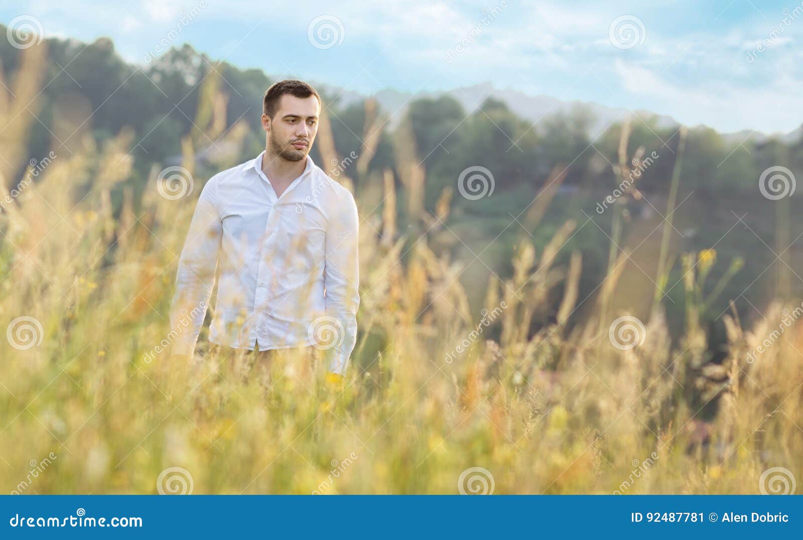 Man in nature stock image. Image of gorgeous, macho, space - 92487781
