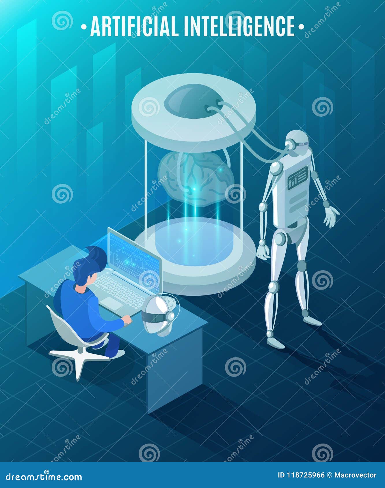 Artificial Intelligence Isometric Illustration Stock Vector ...
